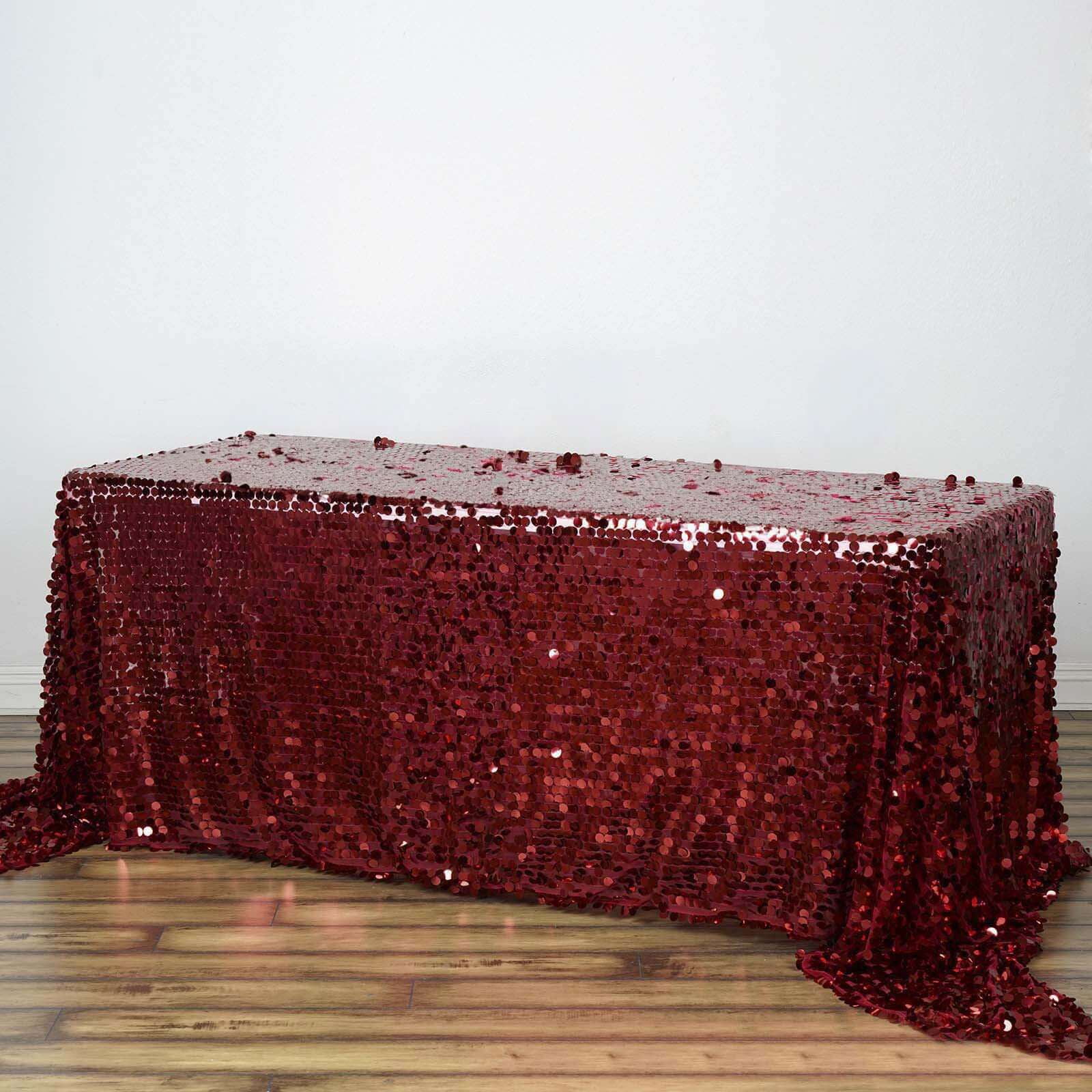Efavormart 90X132" Burgundy Premium Big Payette Sparkly SEQUIN ...