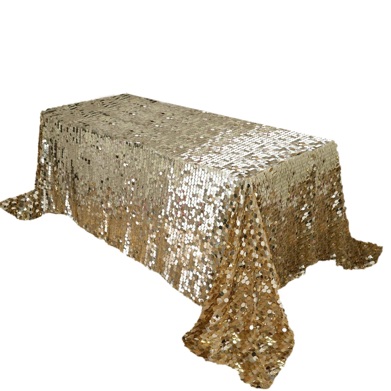Efavormart 90X132" Champagne Premium Big Payette Sparkly SEQUIN Rectangle Tablecloth For Wedding ...
