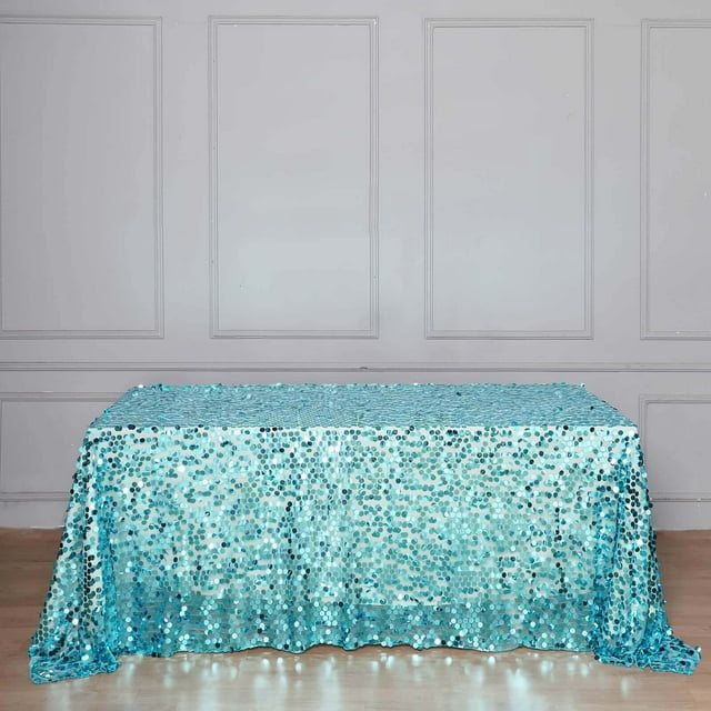 Efavormart 90X132" Turquoise Premium Big Payette Sparkly SEQUIN Rectangle Tablecloth For Wedding ...