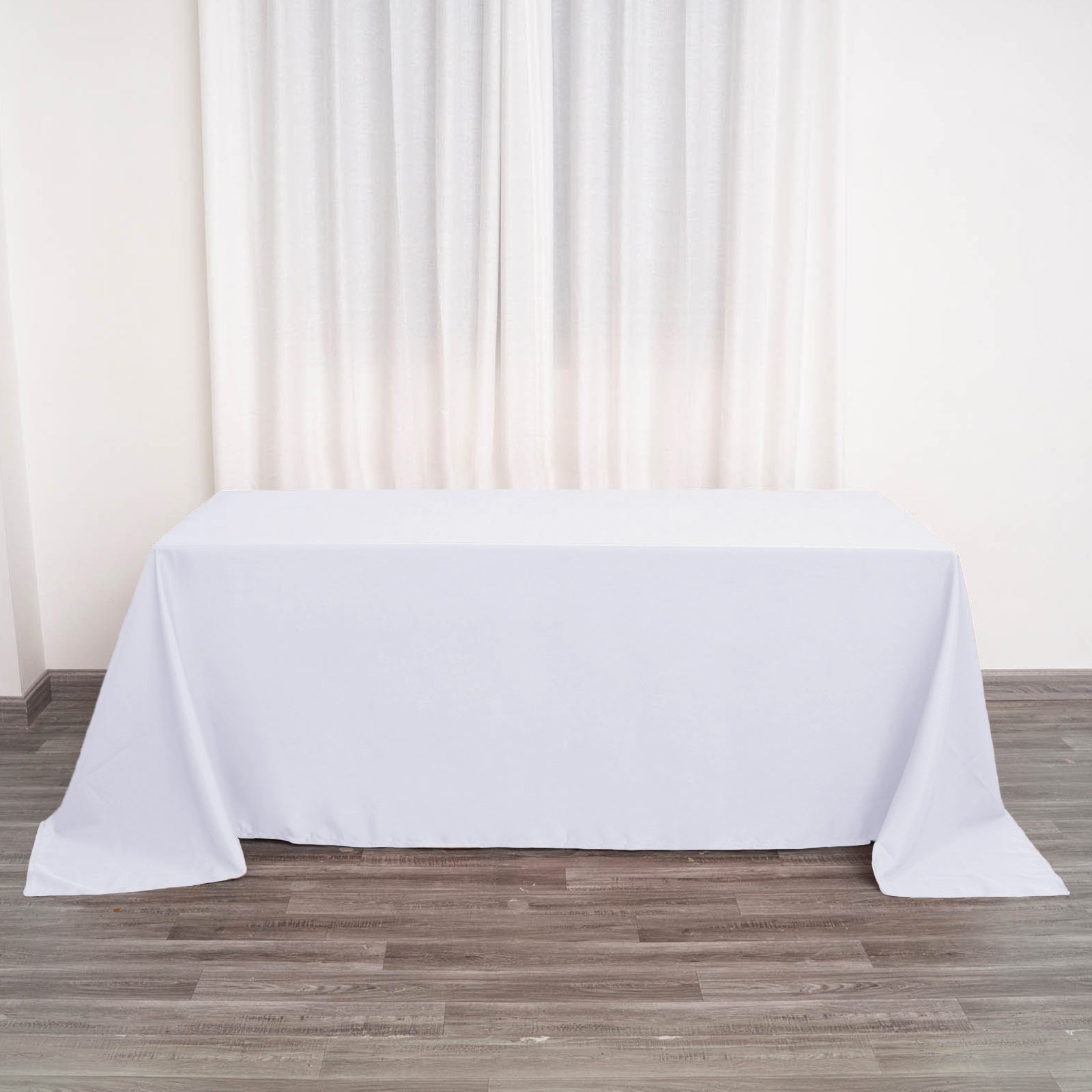 "Efavormart 90x132"" White Polyester Tablecloth Fabric for Wedding ...