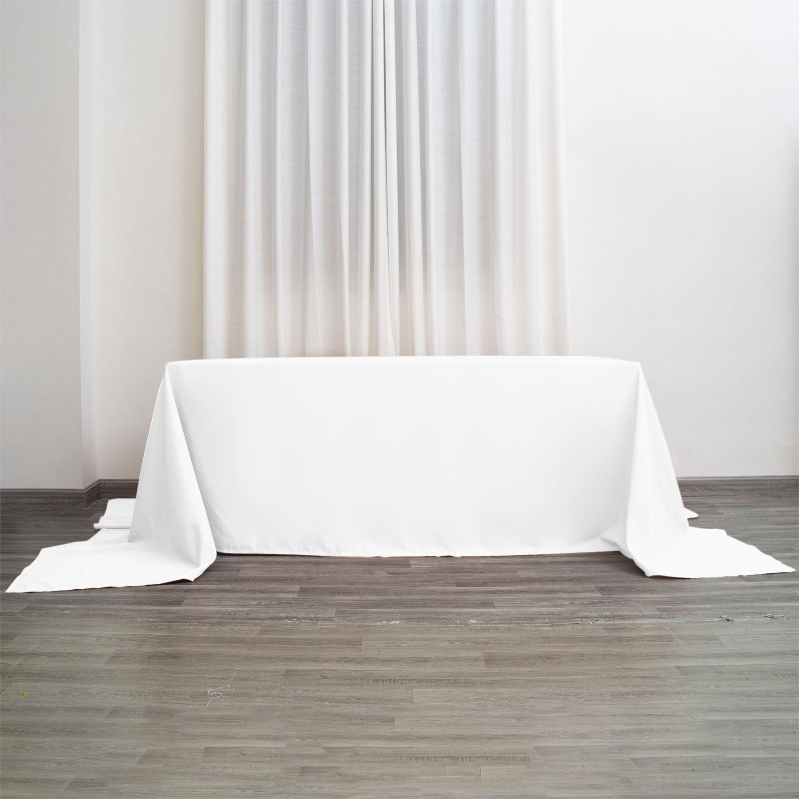 Efavormart White 90x156" Polyester Fabric Tablecloth Cover for Wedding ...