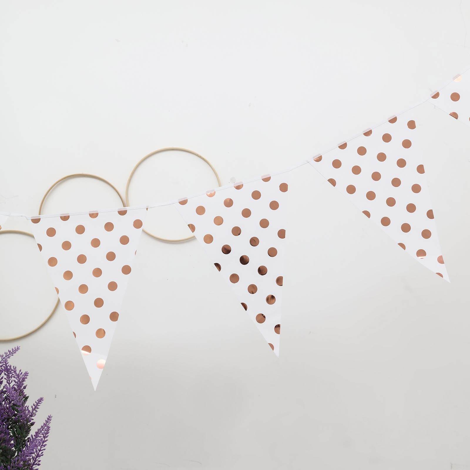 Efavormart 92" Long ROSE GOLD Polka Dot Triangle Pennant Banner For ...