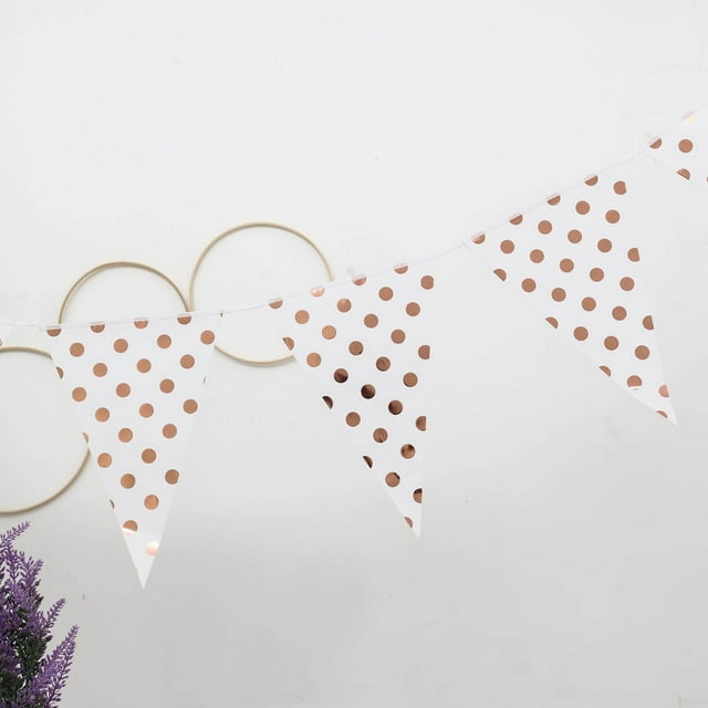 Efavormart 92" Long ROSE GOLD Polka Dot Triangle Pennant Banner For ...