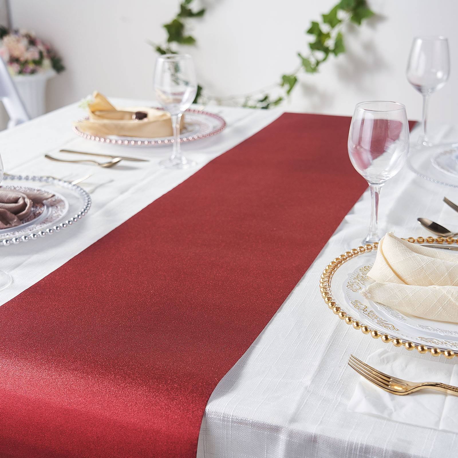 Efavormart 9Ft Burgundy Glitter Paper Table Runner Roll, Disposable ...