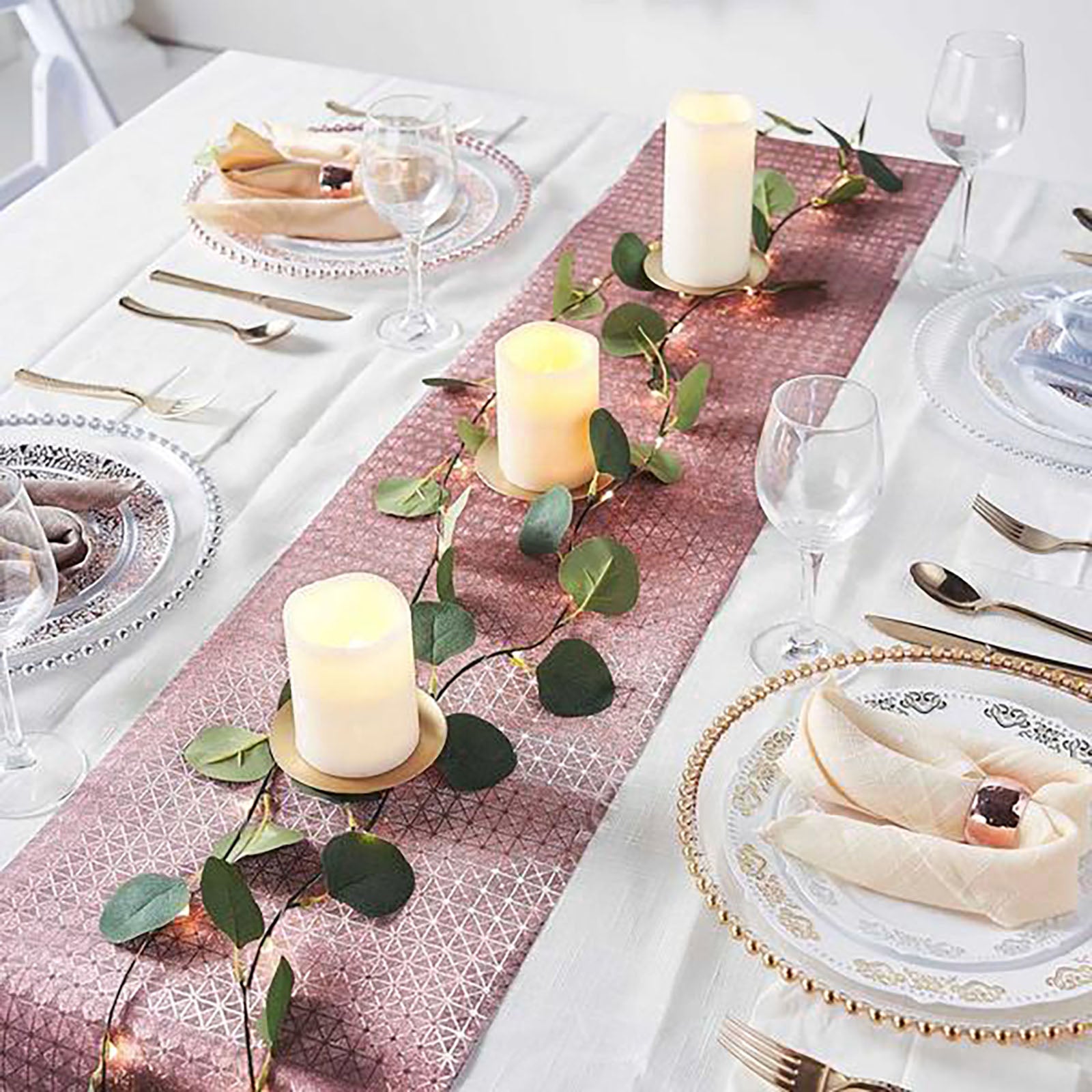 Efavormart 9FT Hunter Emerald Green Geometric Table Runner With Gold ...