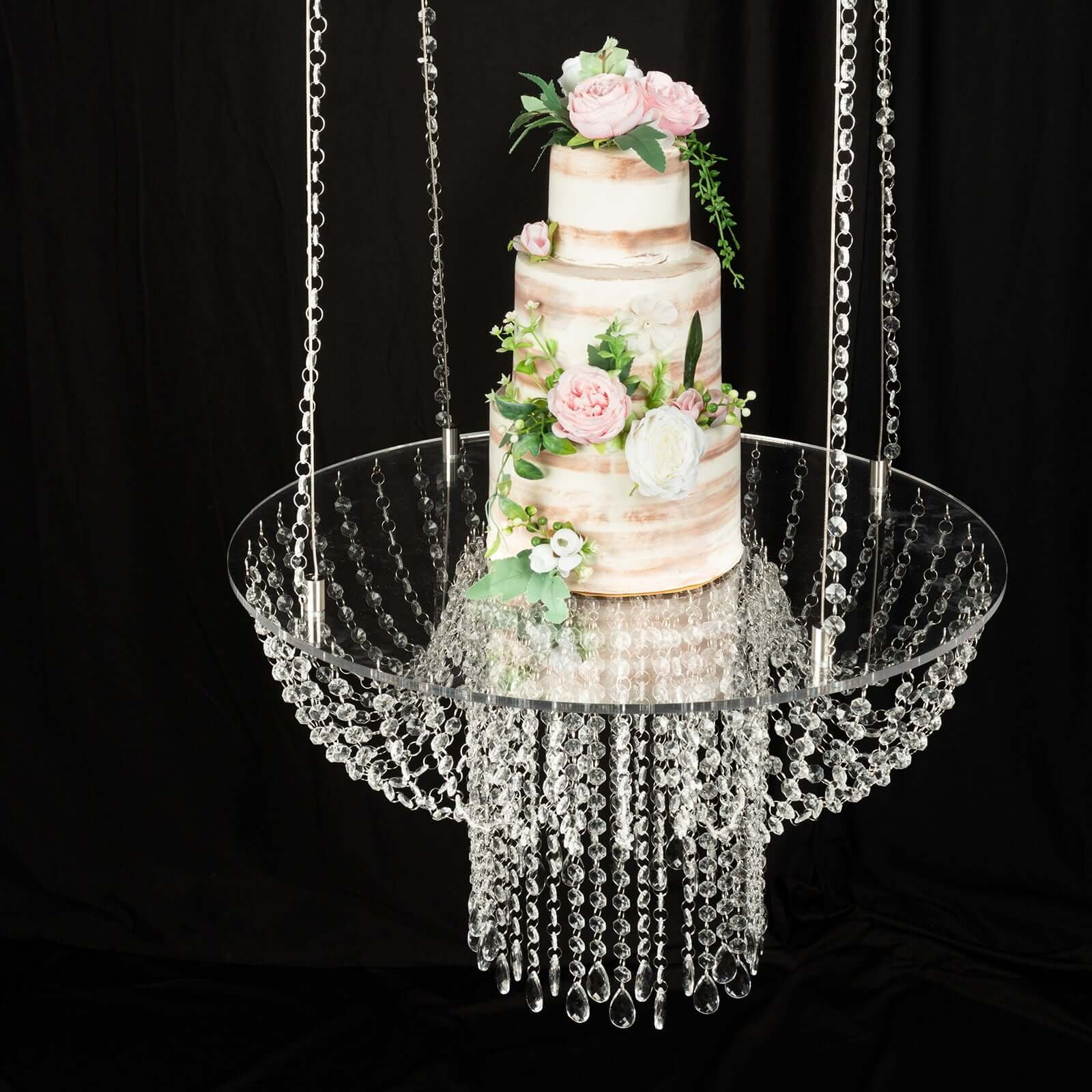 Efavormart Acrylic Hanging Crystal Chandelier Cake Stand, Drape ...