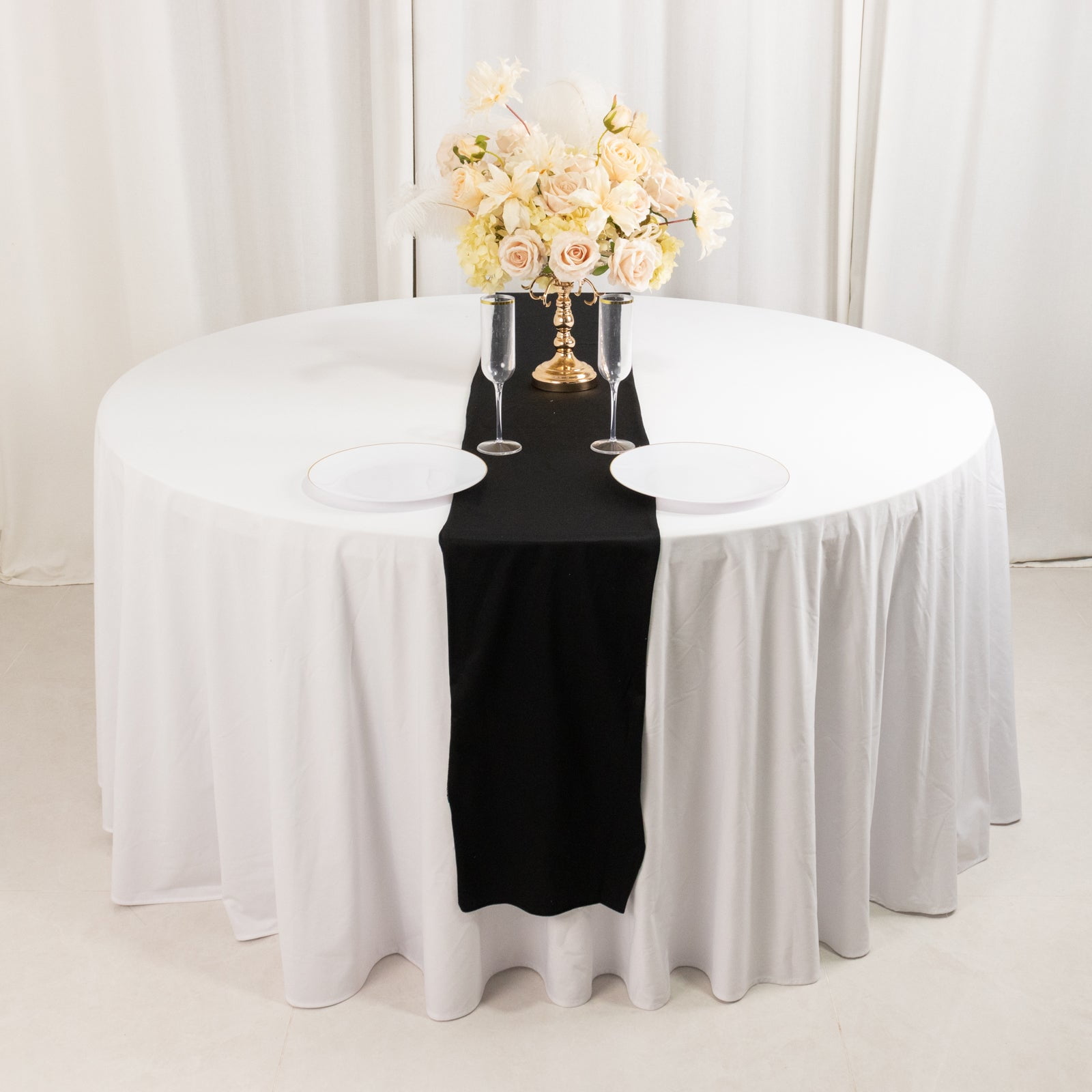 Efavormart BLACK Premium Polyester Table Top Runner For Weddings ...