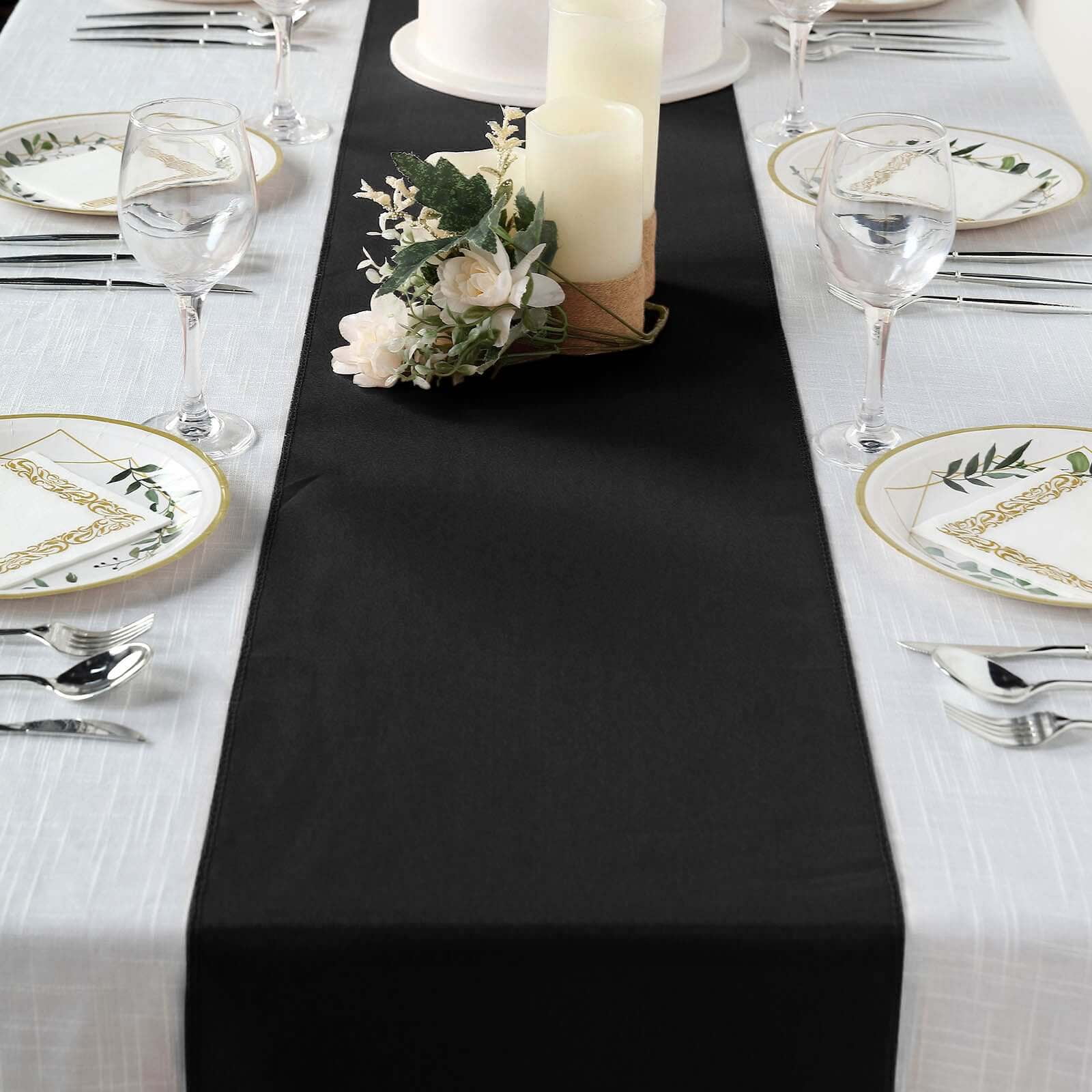 Efavormart BLACK Premium Polyester Table Top Runner For Weddings ...