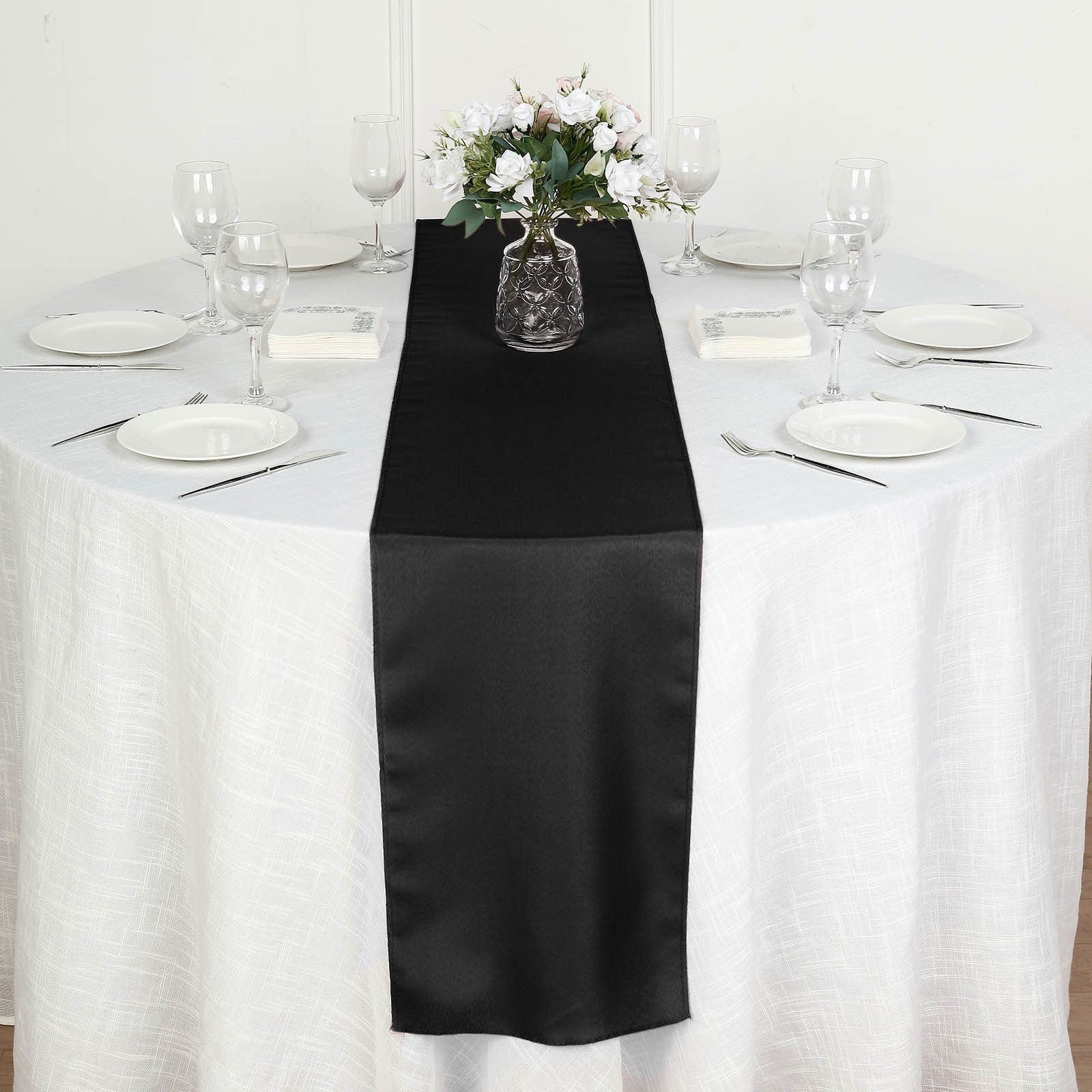 Efavormart BLACK Premium Polyester Table Top Runner For Weddings ...