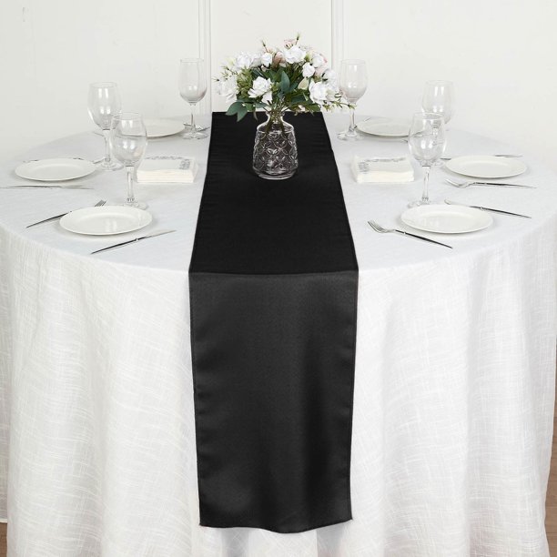Efavormart BLACK Premium Polyester Table Top Runner For Weddings ...