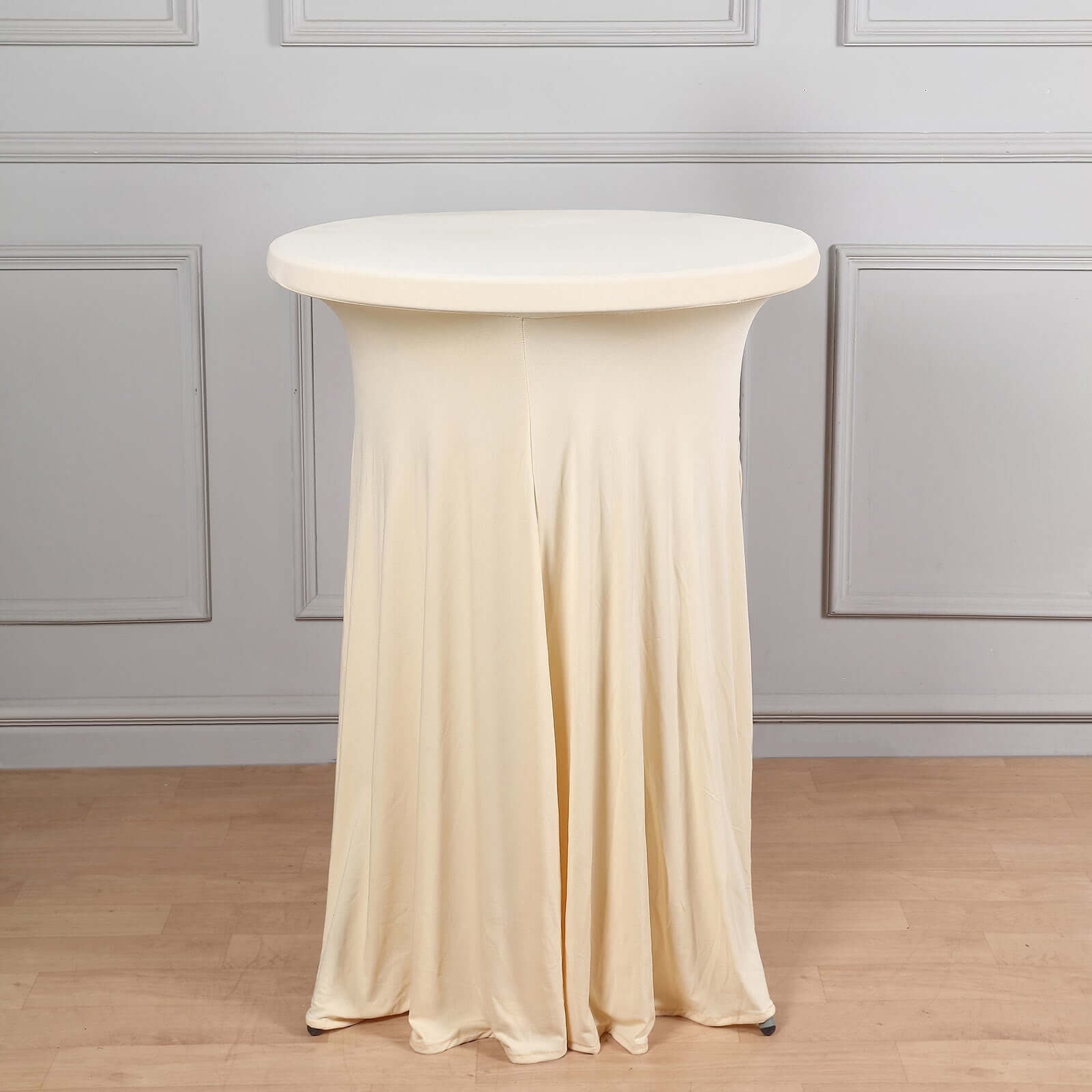 Efavormart Beige Round Spandex Cocktail Table Cover With Natural Wavy ...