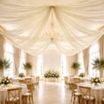 Efavormart Beige Sheer Ceiling Drape – 10ft x 32ft Extra Long Drapery ...