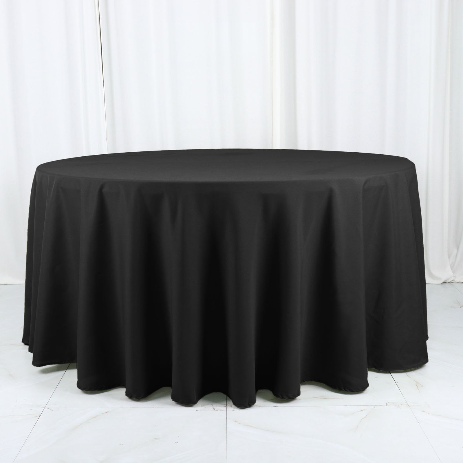 Efavormart Black Cotton Blend Round Tablecloth 120" Seamless for 5 Foot ...