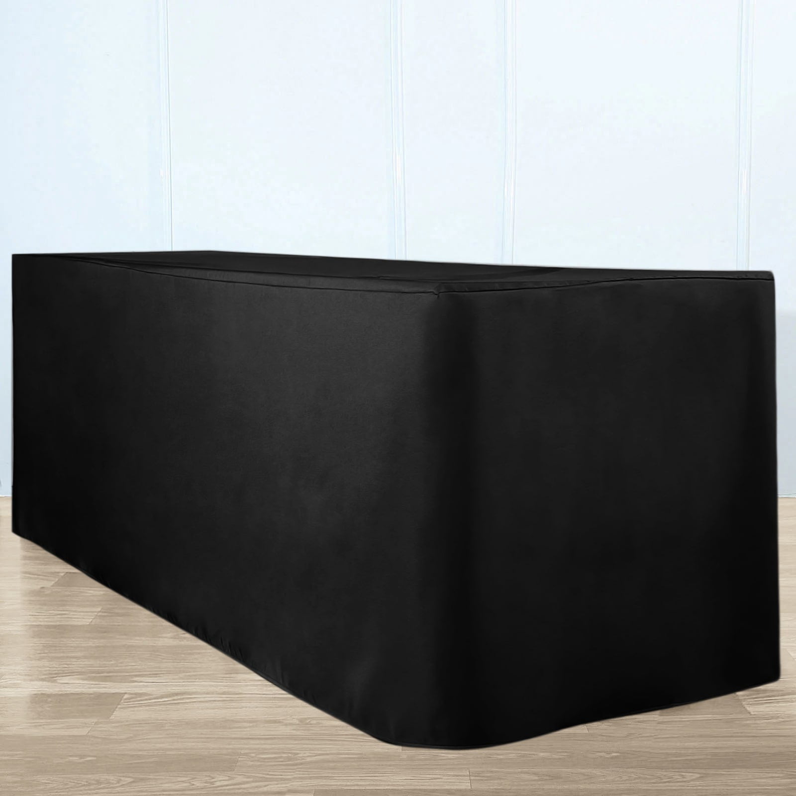Efavormart Black Fitted Premium Polyester Rectangle Tablecloth 8ft ...