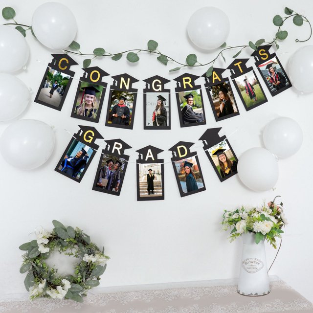 Efavormart Black & Gold Congrats Grad Paper Photo Backdrop Hanging ...