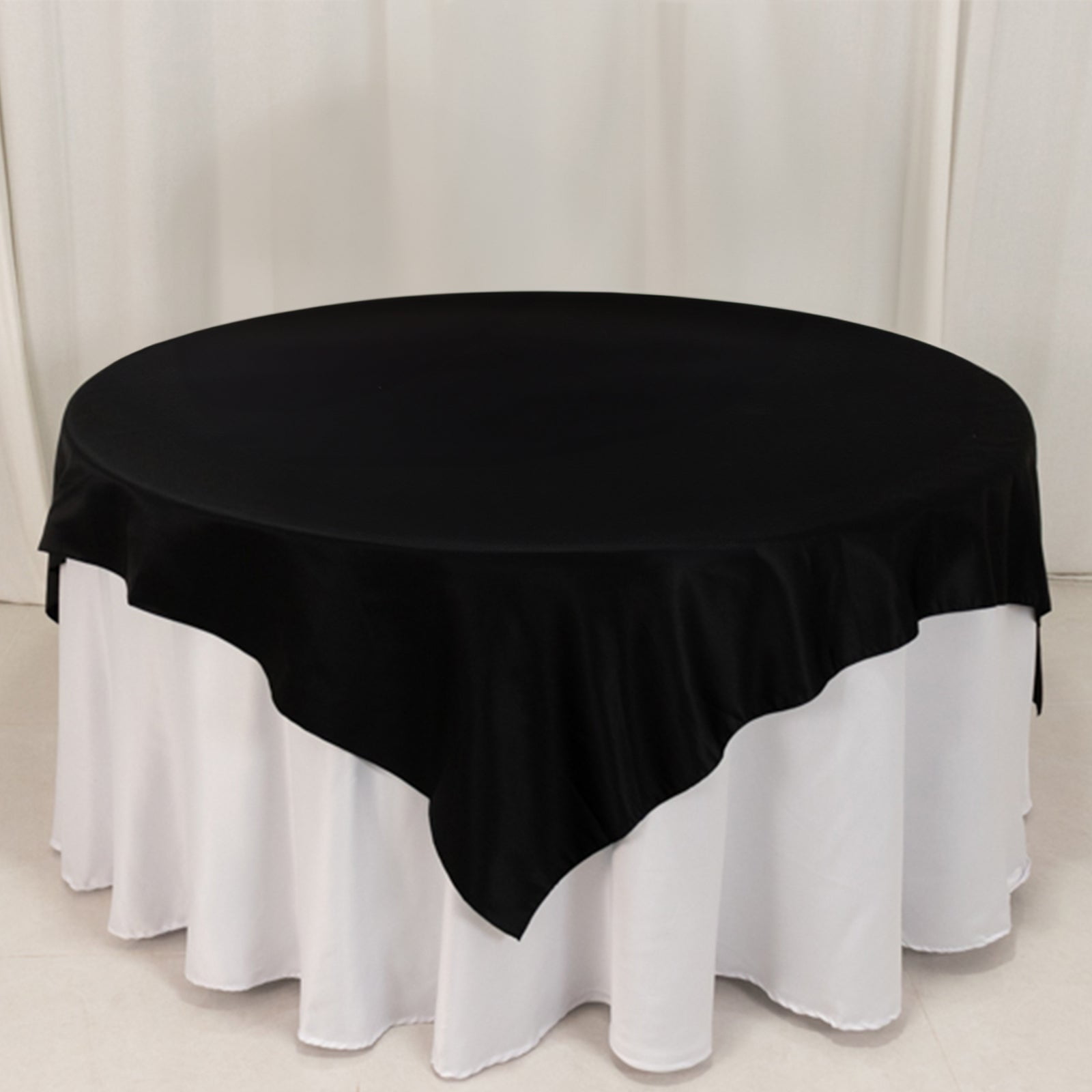 Efavormart Black Lamour Satin Table Overlay, Square Tablecloth Topper ...