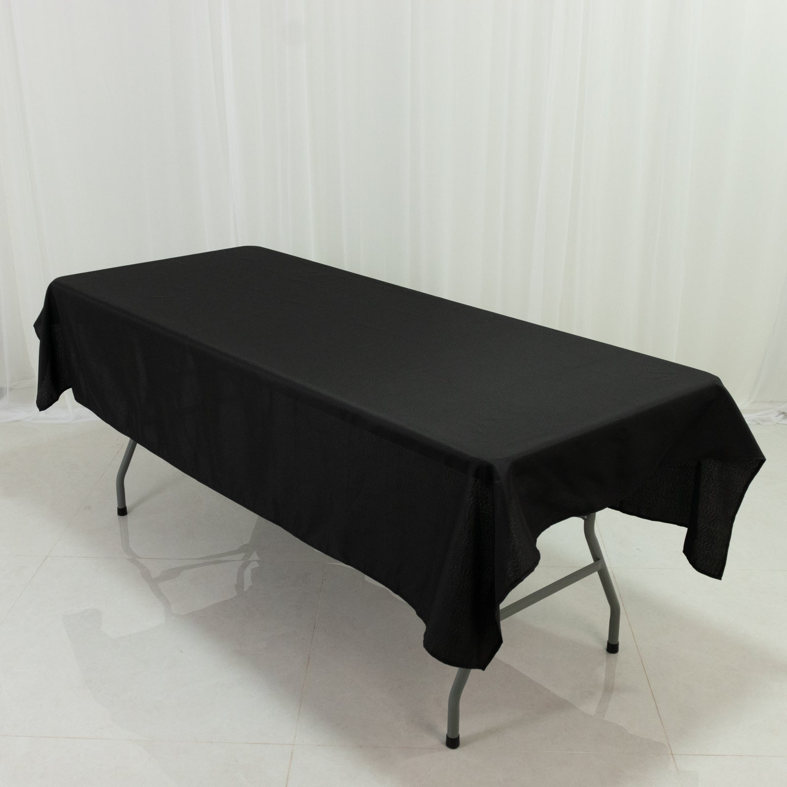 Efavormart Black Polyester Rectangle Tablecloth 60"×84" – Wrinkle ...