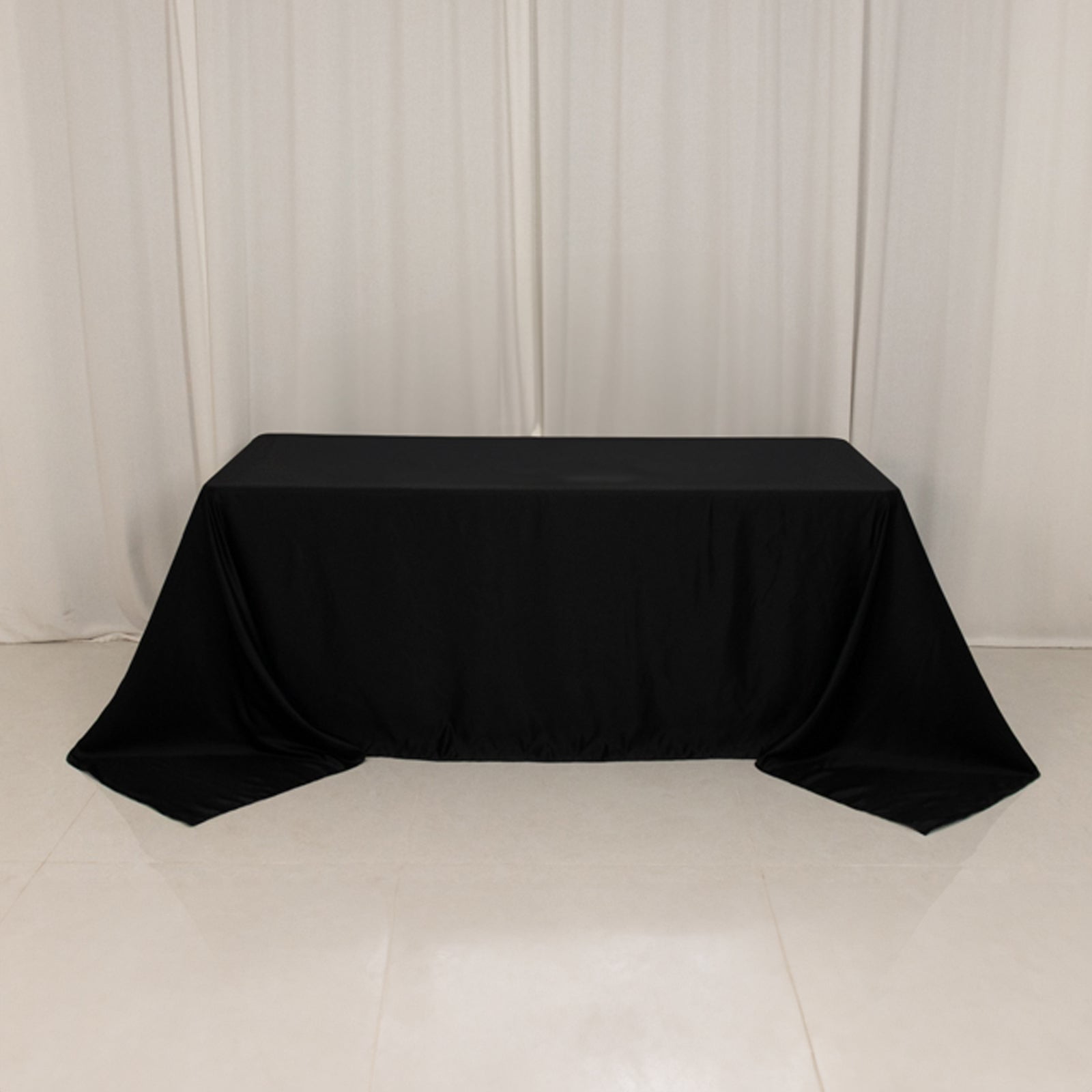 Efavormart Black Seamless Lamour Satin Rectangle Tablecloth for 6 Foot ...