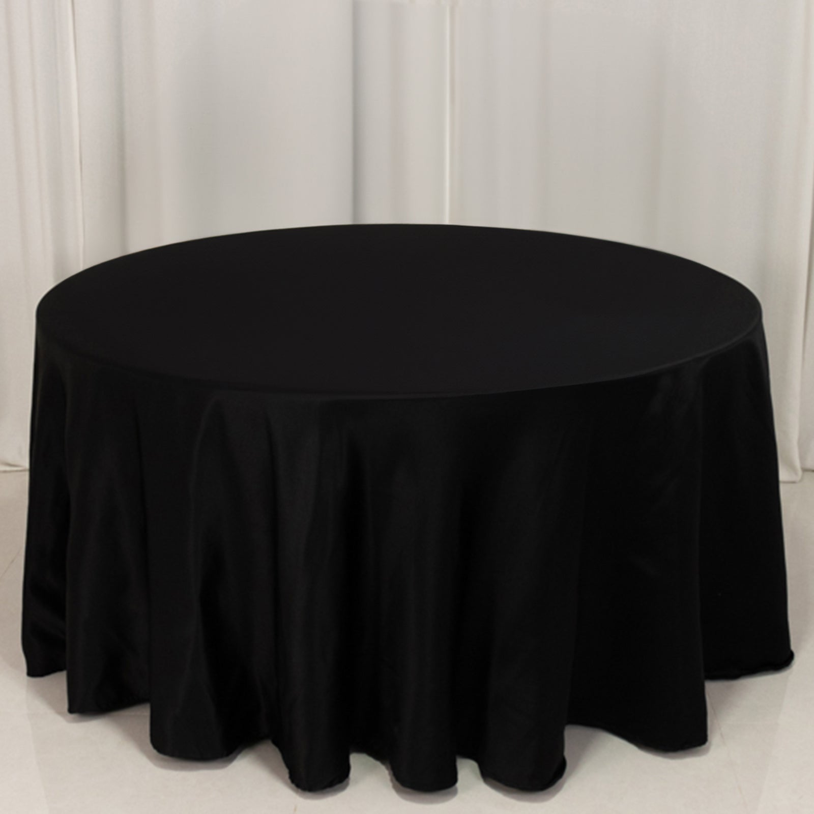 Efavormart Black Seamless Lamour Satin Round Tablecloth - 120" for 5 ...