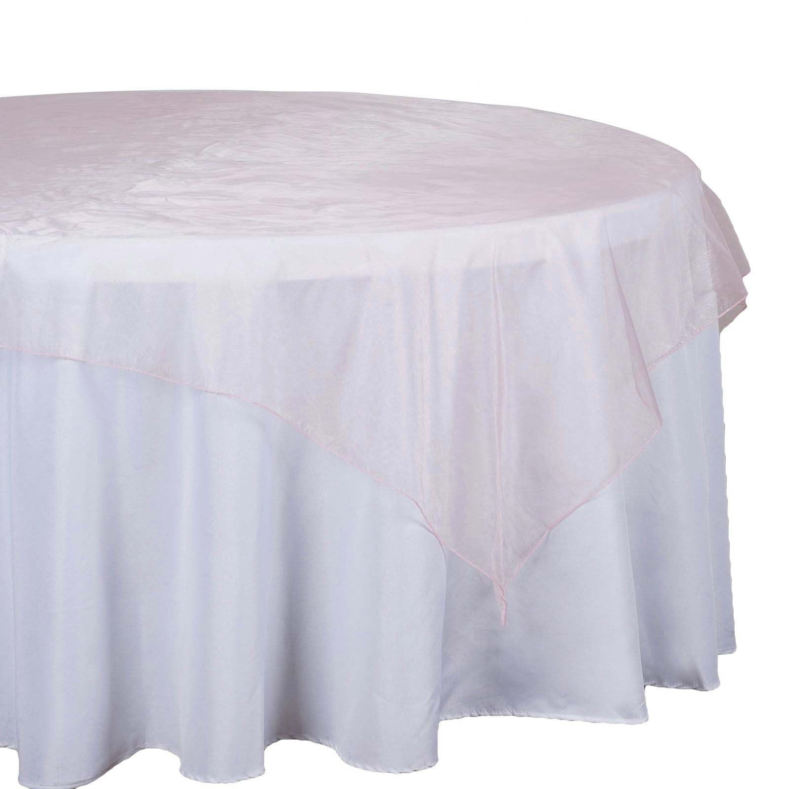 Efavormart Blush Organza Square Tablecloth Overlay 72" x 72" Square ...
