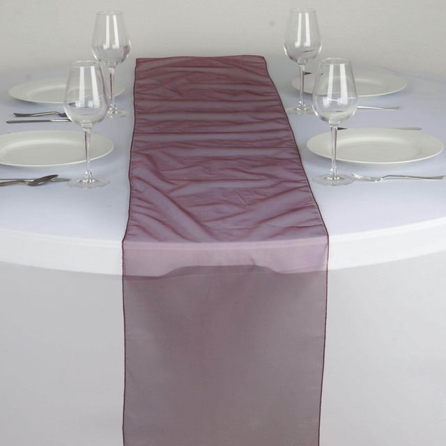Efavormart Burgundy Premium Organza Table Top Runner For Weddings ...