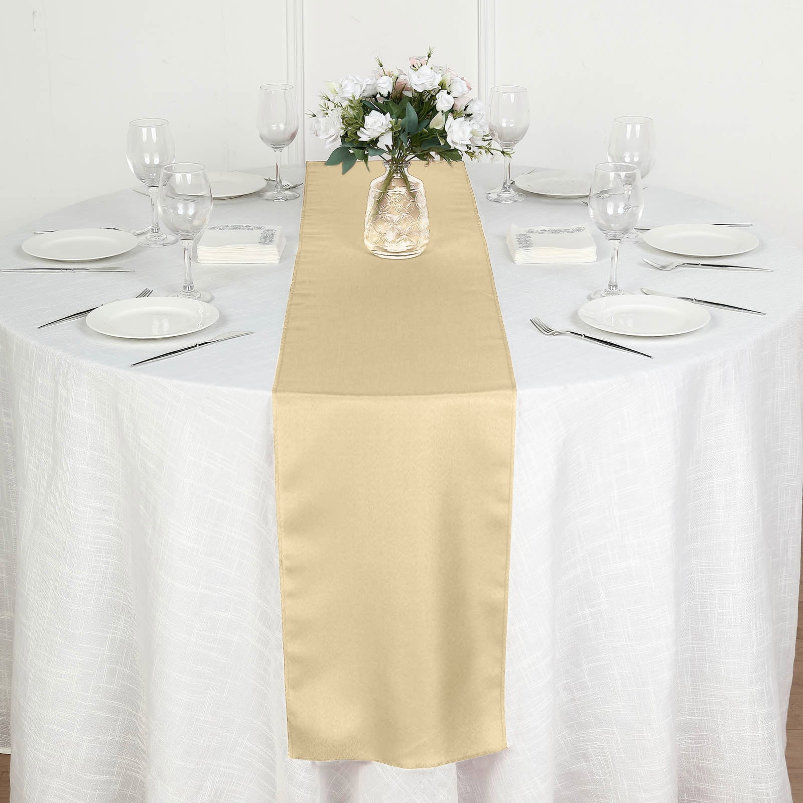 Efavormart CHAMPAGNE Premium Polyester Table Top Runner For Weddings ...