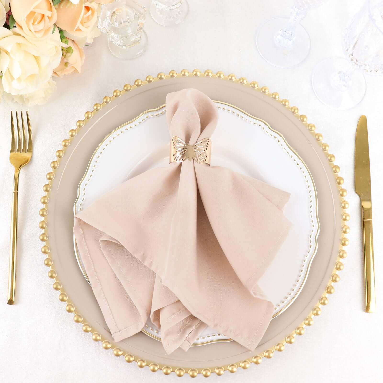 Efavormart Cloth Napkins Set of 10, 17x17 Inch Blush Seamless Dinner ...
