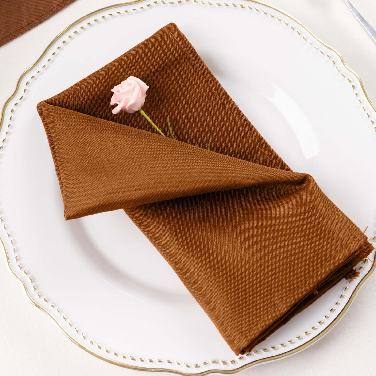 Efavormart Cloth Napkins Set of 10, 17x17 Inch Brown Seamless Dinner ...