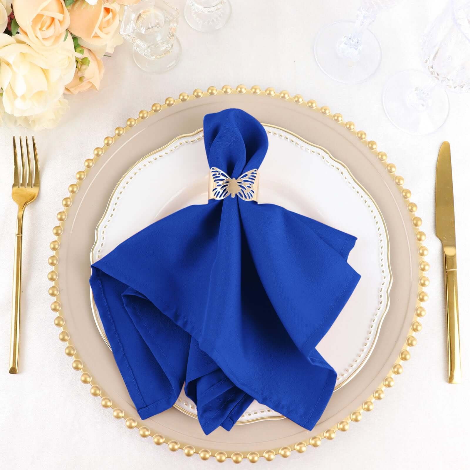 Efavormart Cloth Napkins Set of 10, 17x17 Inch Royal Blue Seamless ...