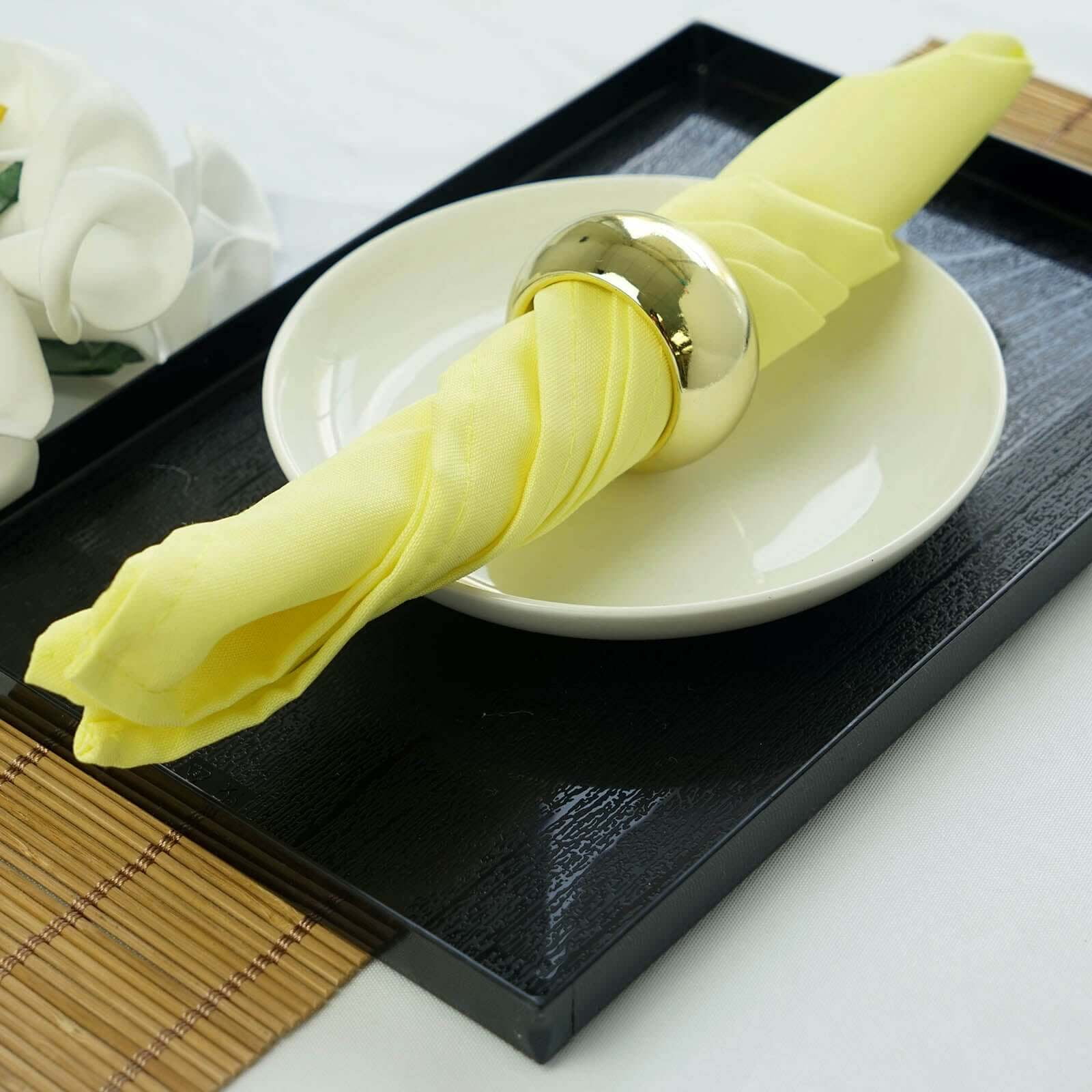 Efavormart Cloth Napkins Set of 10, 17x17 Inch Yellow Seamless Dinner ...