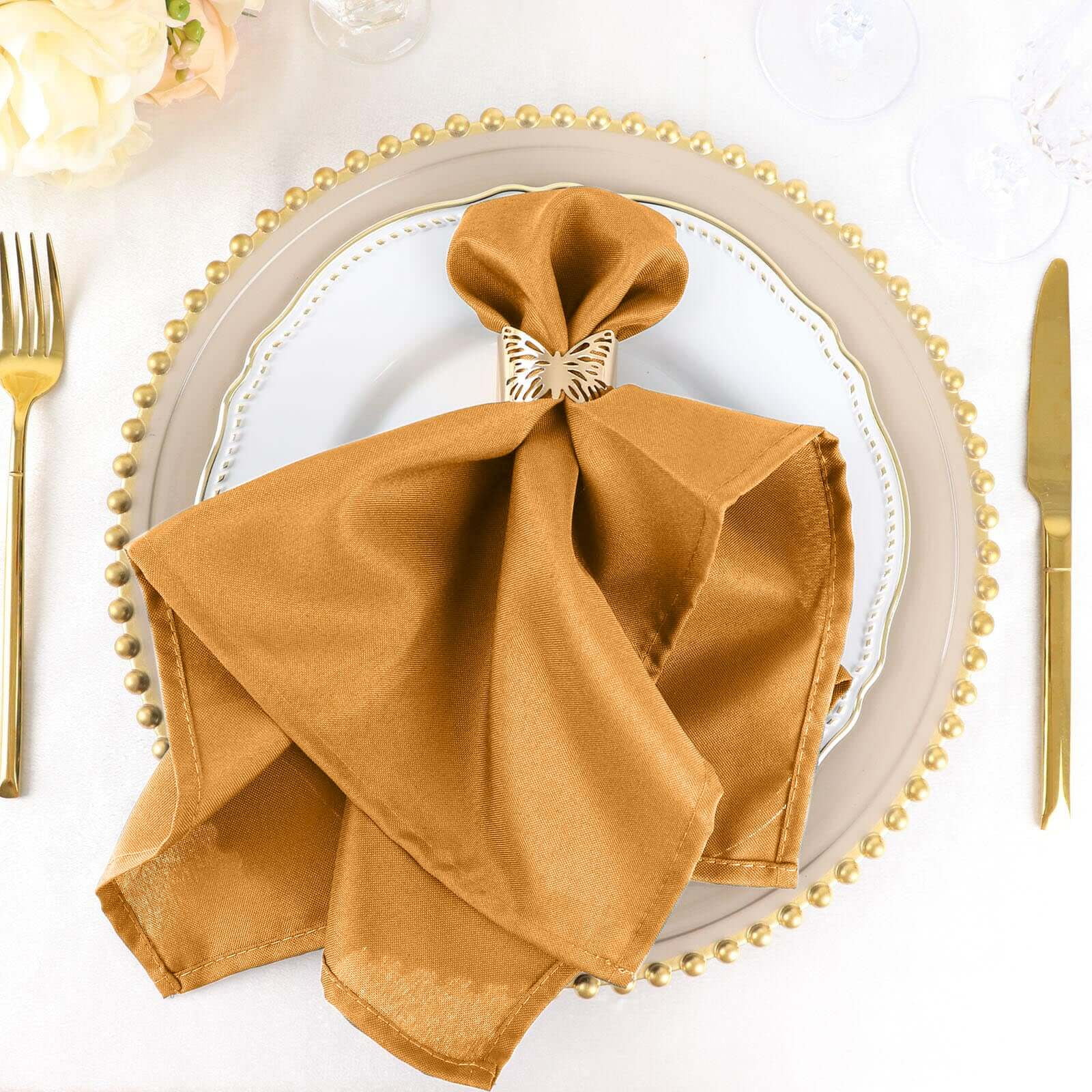 Efavormart Cloth Napkins Set of 10, 20x20 Inch Gold Seamless Dinner ...