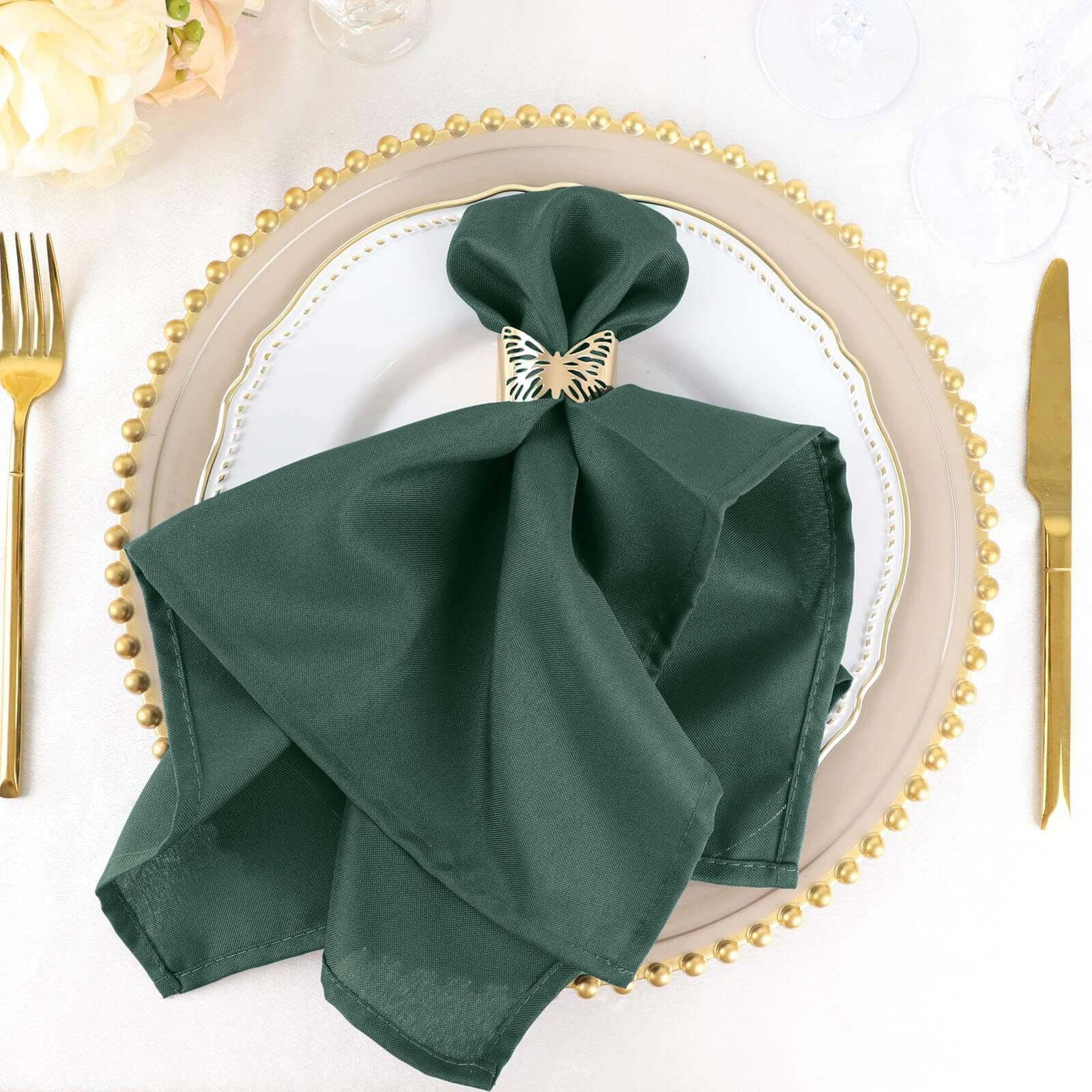 Efavormart Cloth Napkins Set of 10, 20x20 Inch Hunter Green Seamless ...