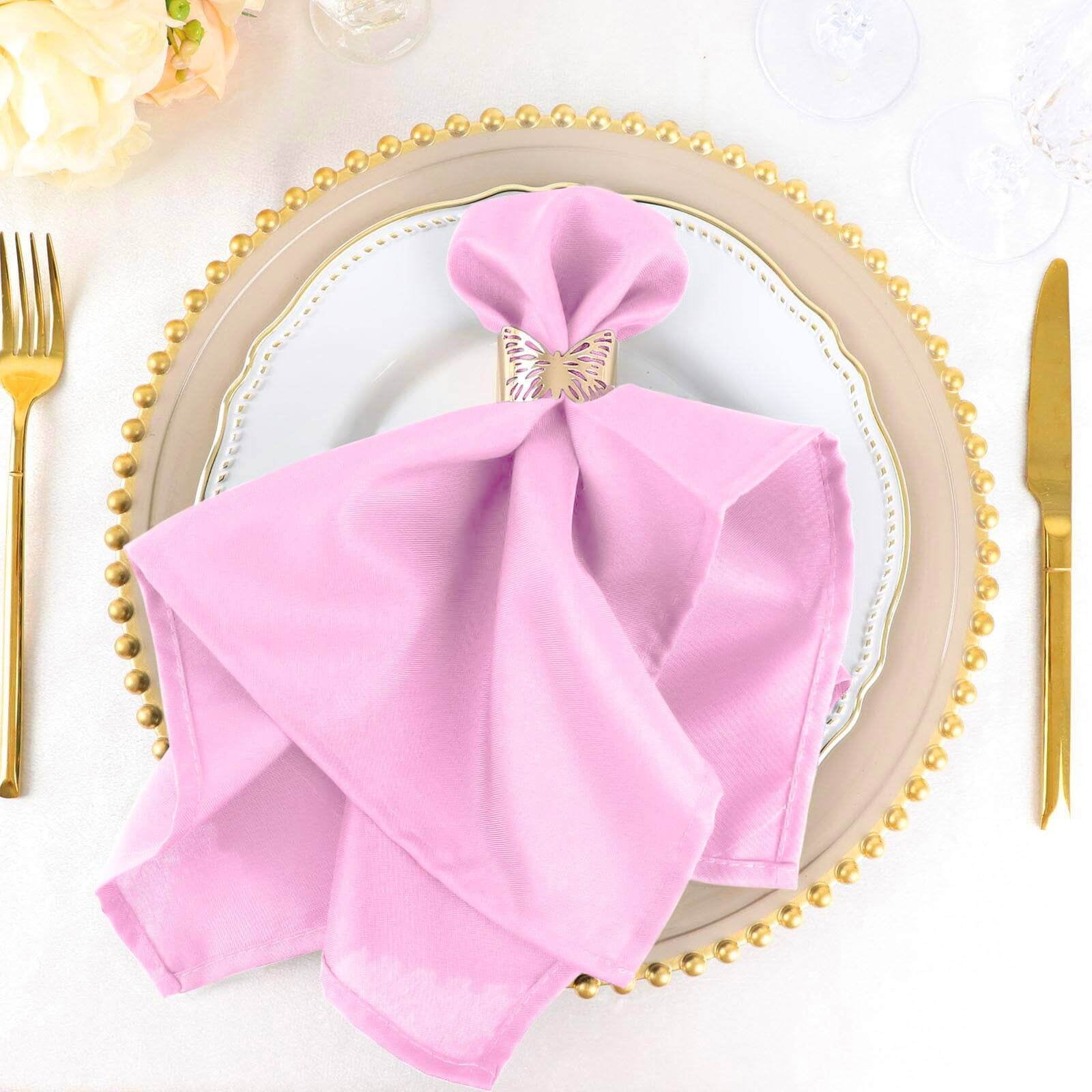 Efavormart Cloth Napkins Set of 10, 20x20 Inch Pink Seamless Dinner ...