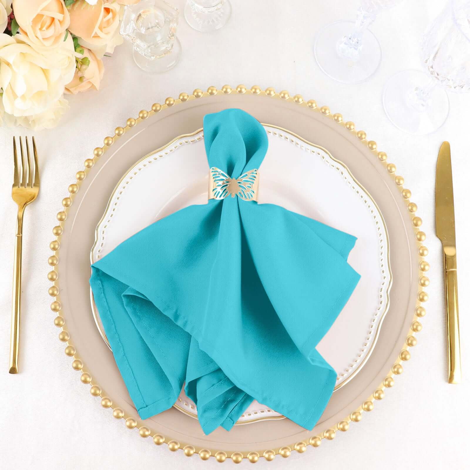 Efavormart Cloth Napkins Set of 100, 17x17 Inch Turquoise Seamless ...