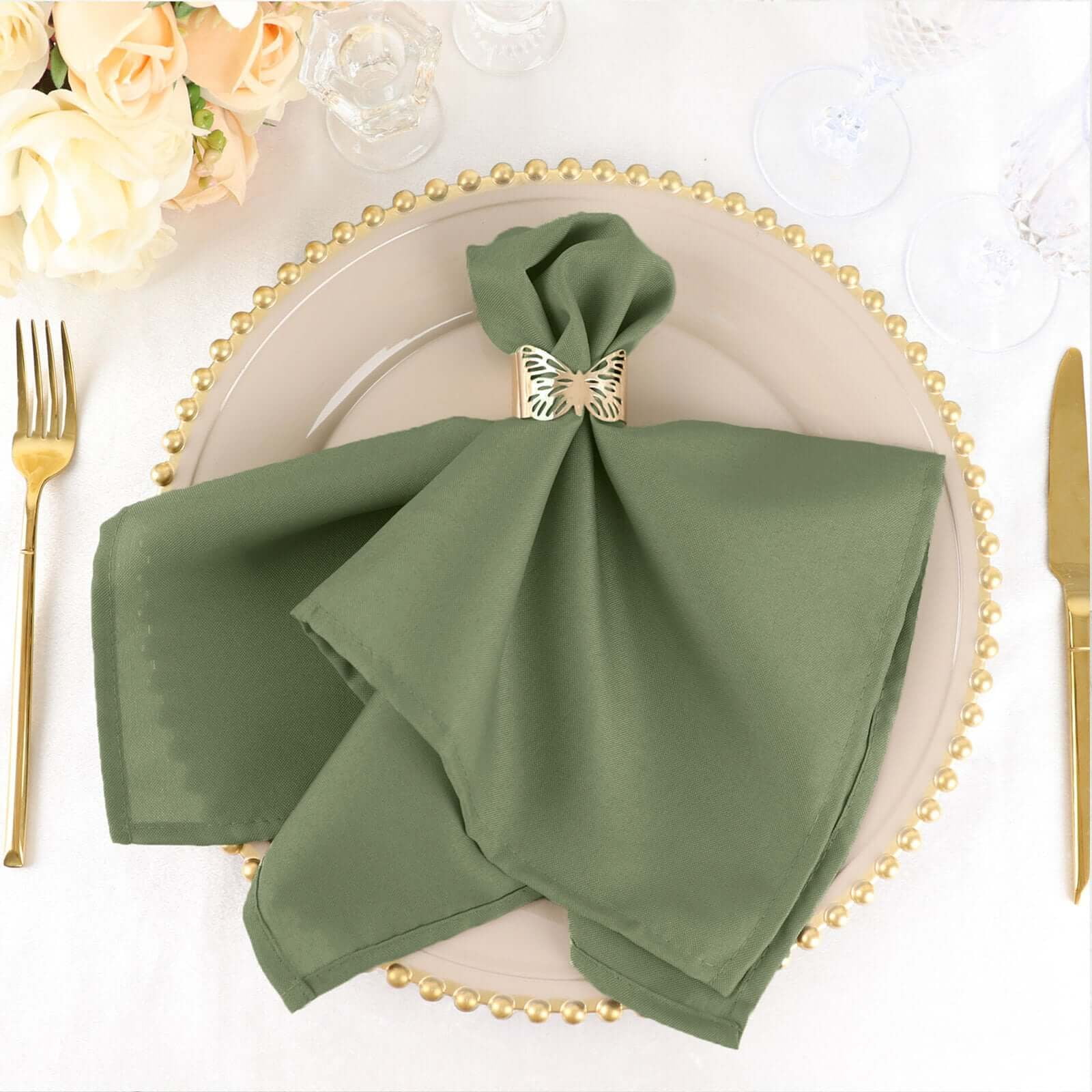 Efavormart Cloth Napkins Set of 100, 20x20 Inch Eucalyptus Sage Green ...