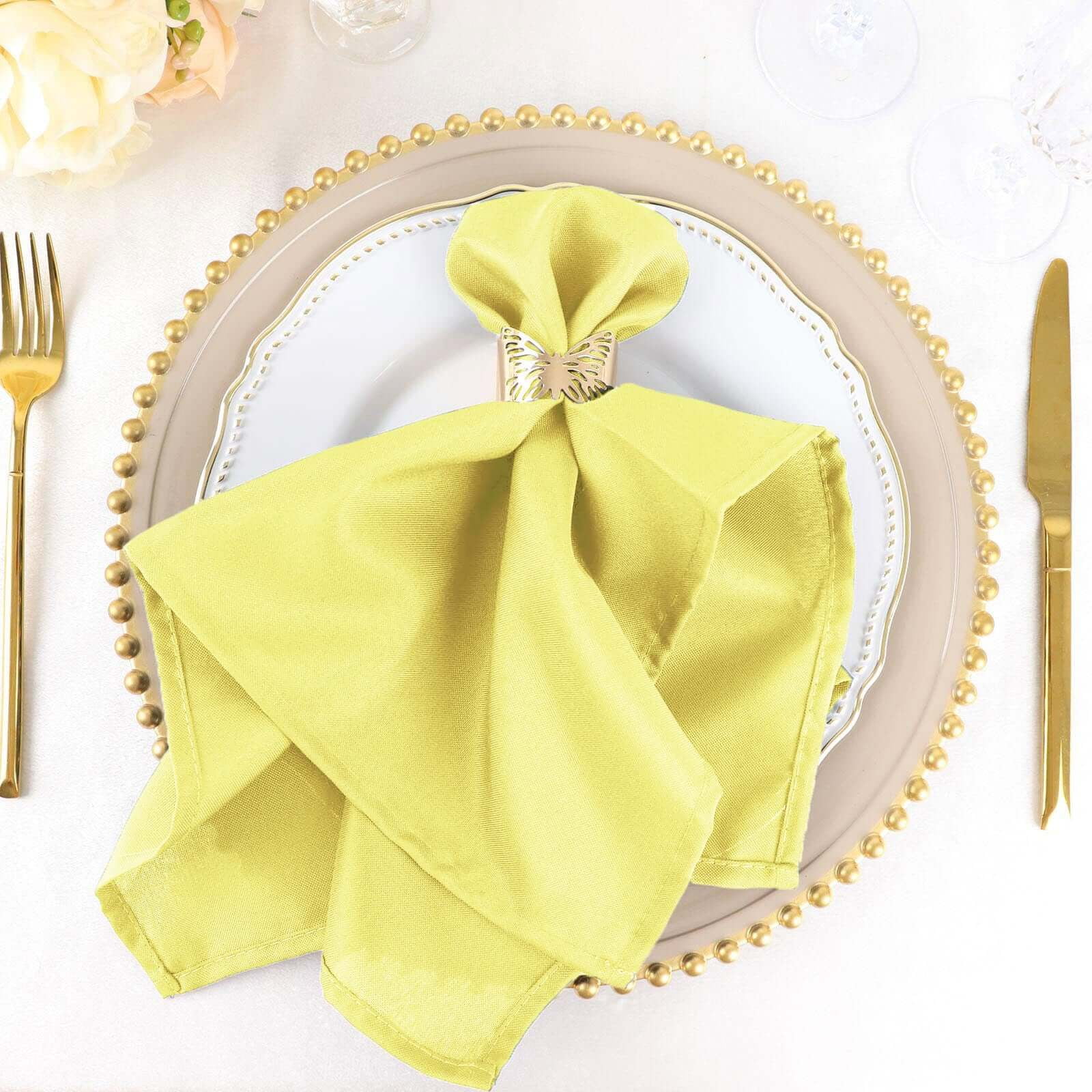 Efavormart Cloth Napkins Set of 100, 20x20 Inch Yellow Seamless Dinner ...