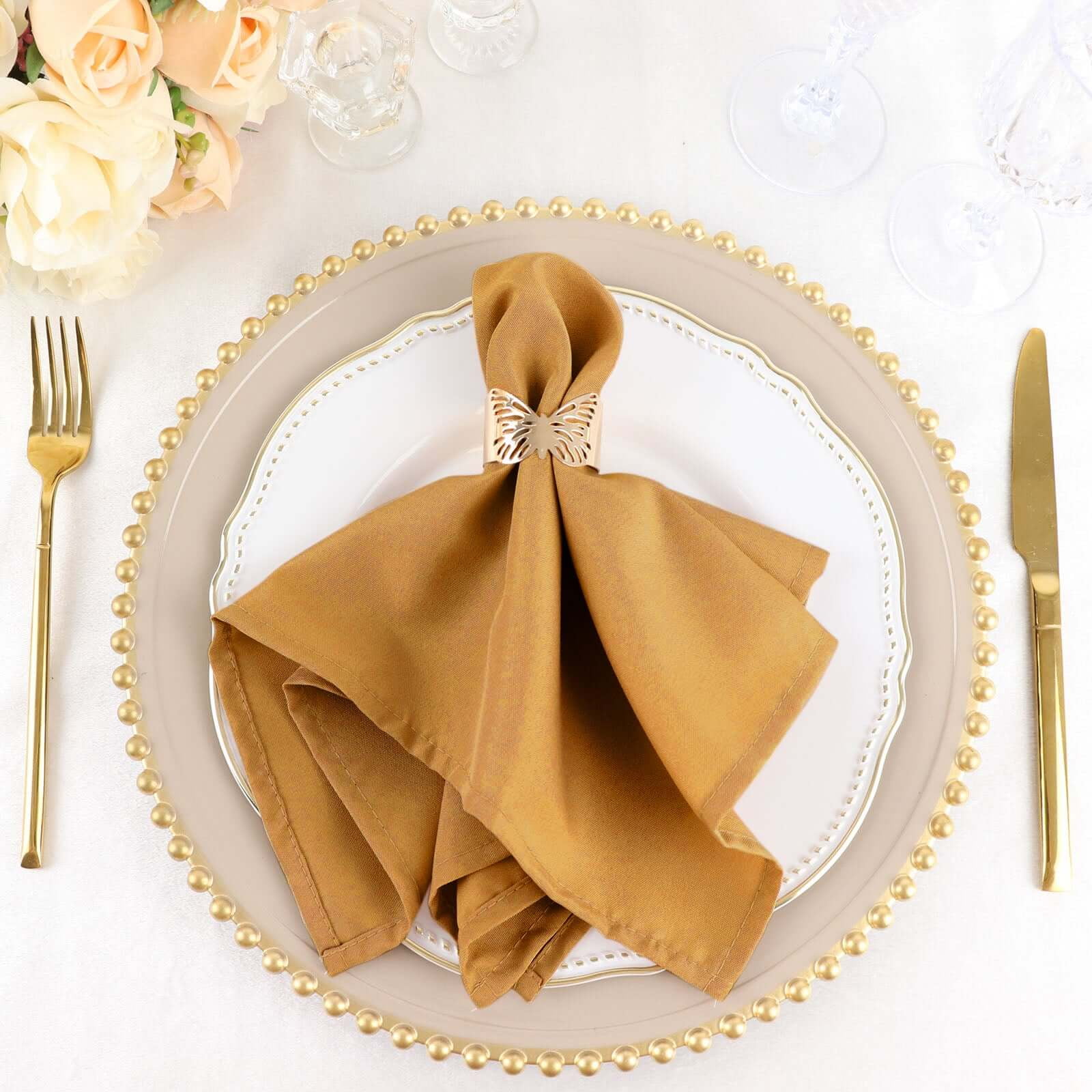 Efavormart 5 Pack | Gold Seamless Cloth Dinner Napkins, 100% Polyester ...