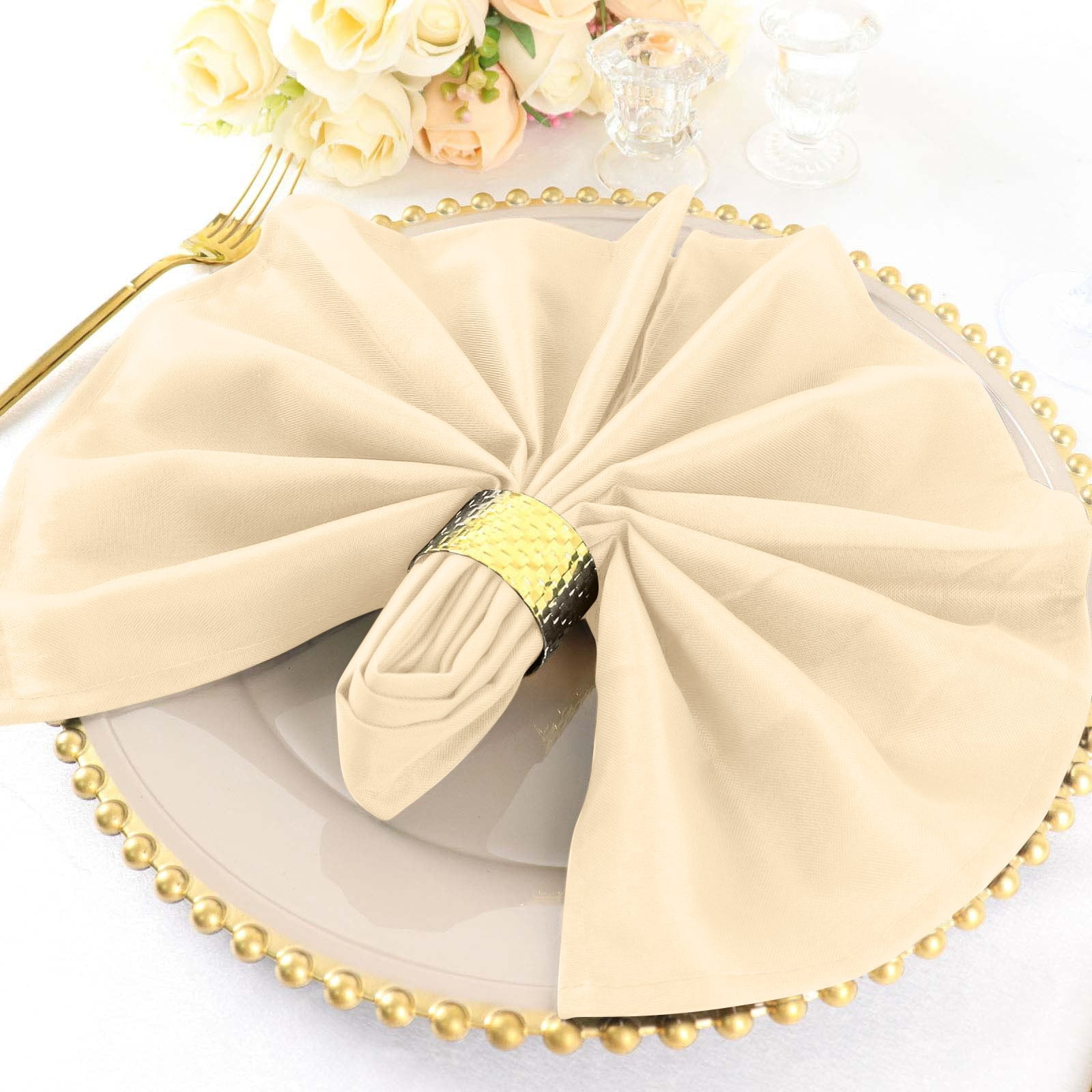 eFavormart Cloth Napkins Set of 5, 20x20 Inch Beige Polyester ...