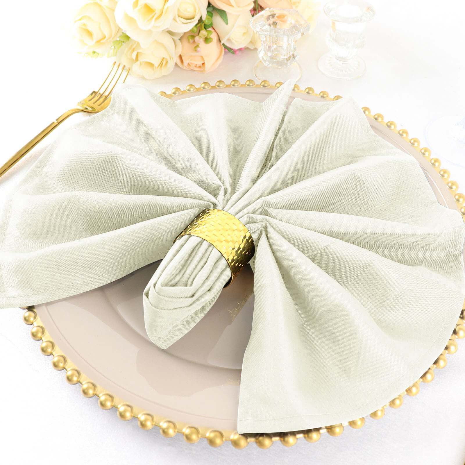 Efavormart Cloth Napkins Set of 5, 20x20 Inch Ivory Seamless Dinner ...
