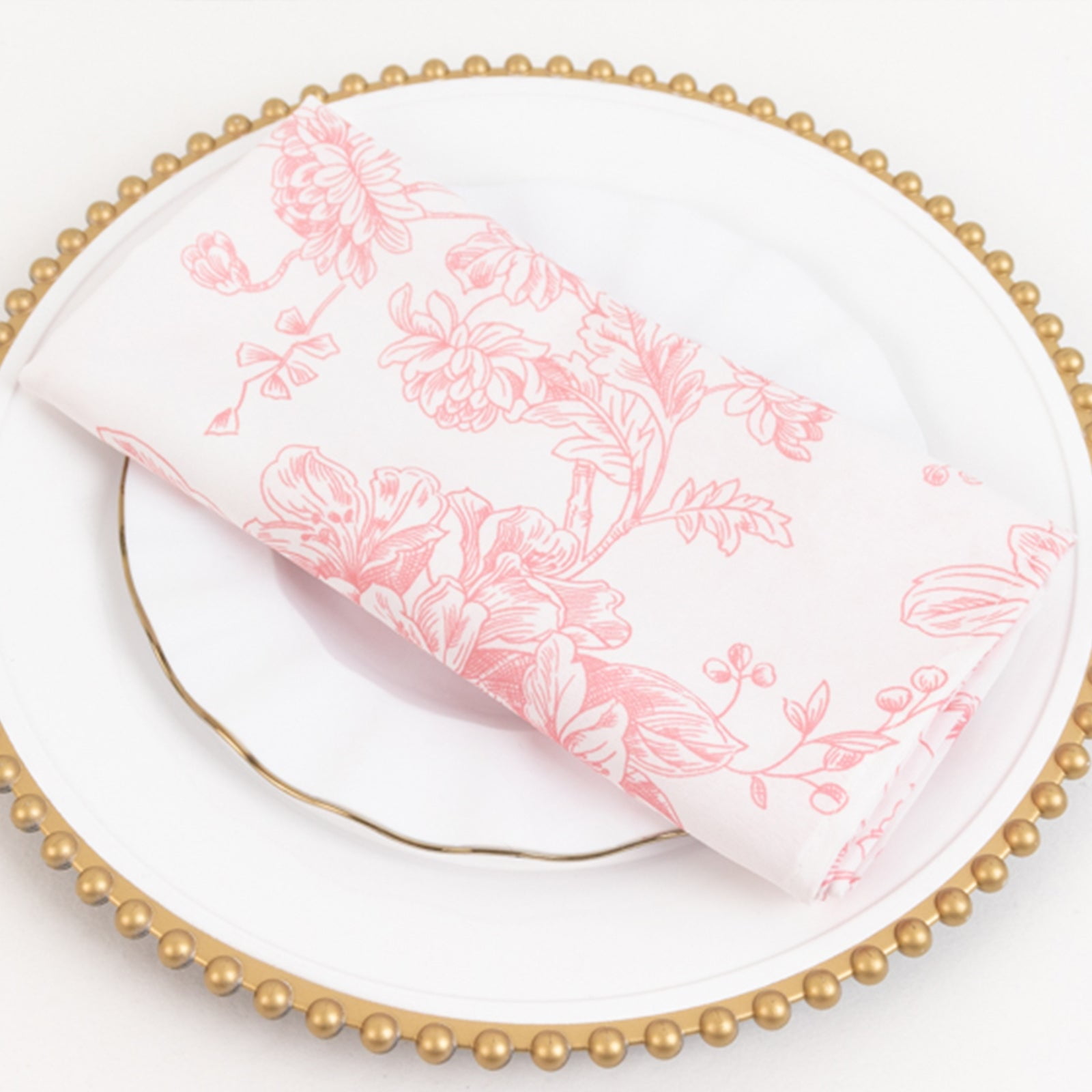 Efavormart Cloth Napkins Set of 5, 20x20 Inch White/Pink Seamless ...