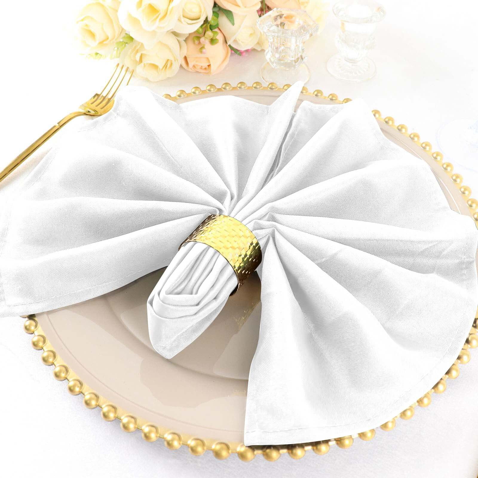 Efavormart Cloth Napkins Set of 5, 20x20 Inch White Seamless Dinner ...