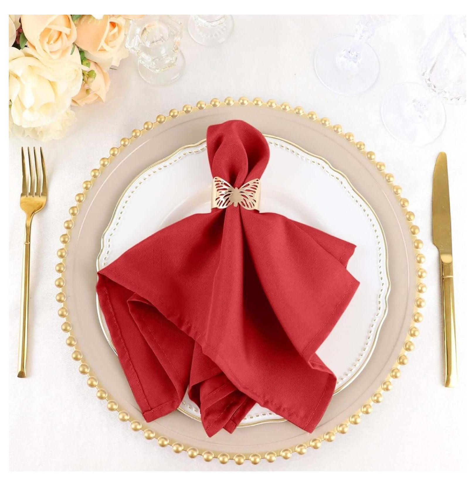 Efavormart Cloth Napkins Set of 50, 17x17 Inch Red Seamless Dinner ...