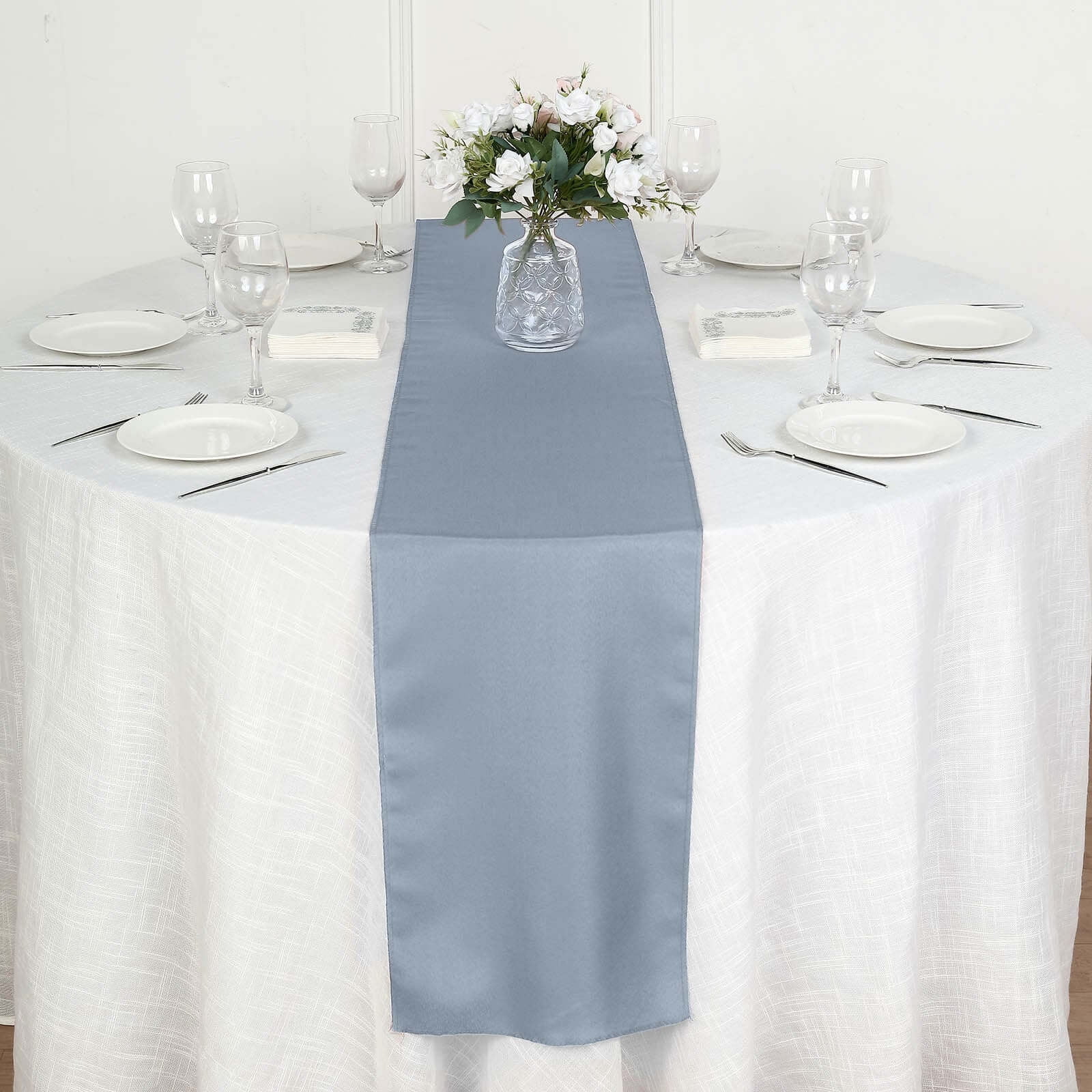 Efavormart DUSTY BLUE Premium Polyester Table Top Runner For Weddings ...