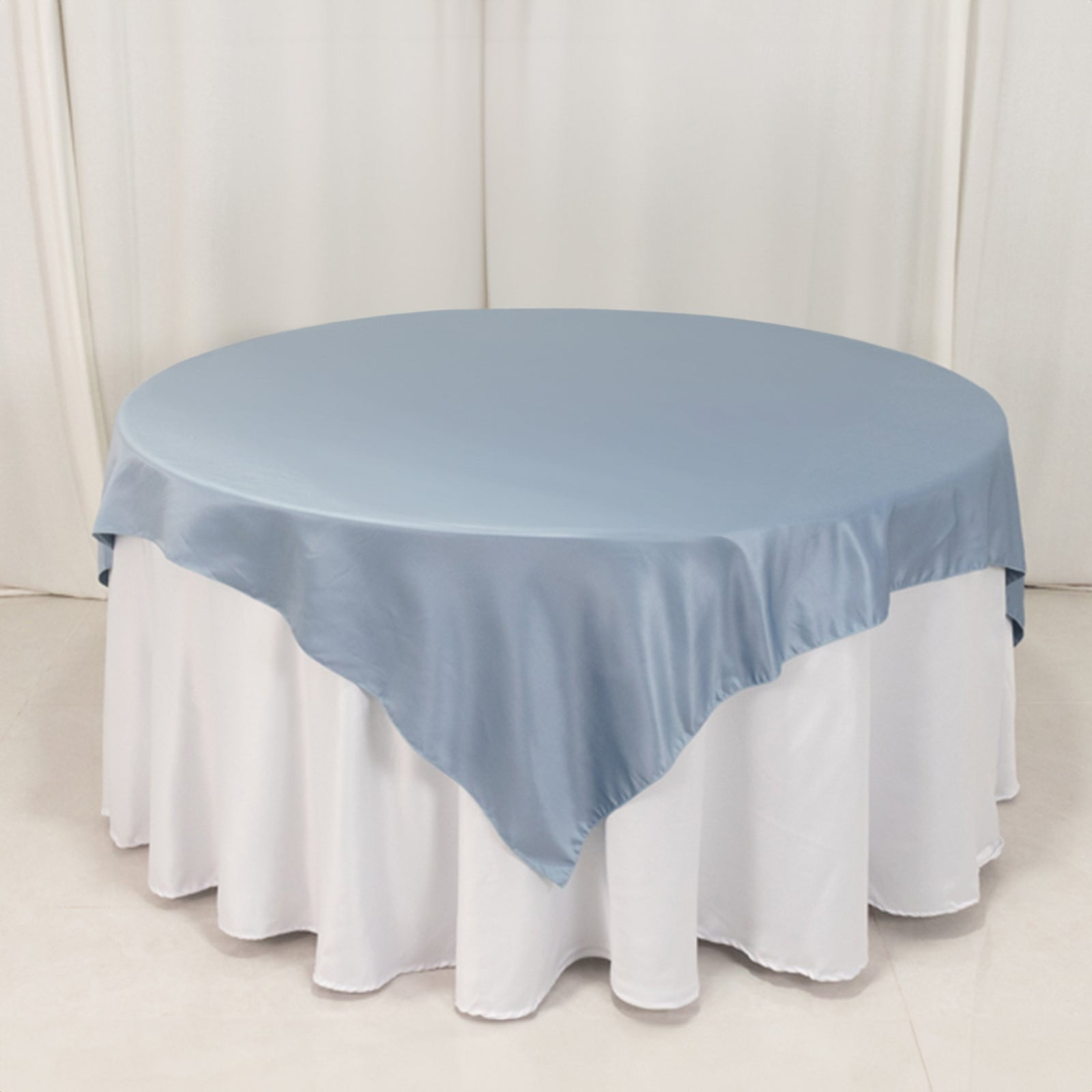 Efavormart Dusty Blue Lamour Satin Table Overlay, Square Tablecloth ...