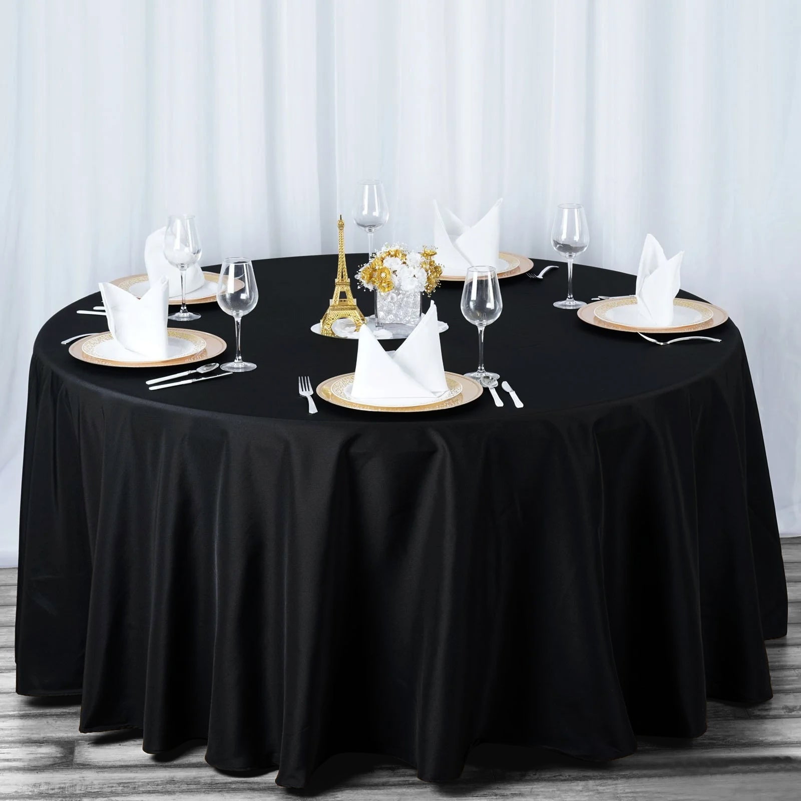 Efavormart Fire Retardant Black Tablecloth 108" Seamless Premium ...
