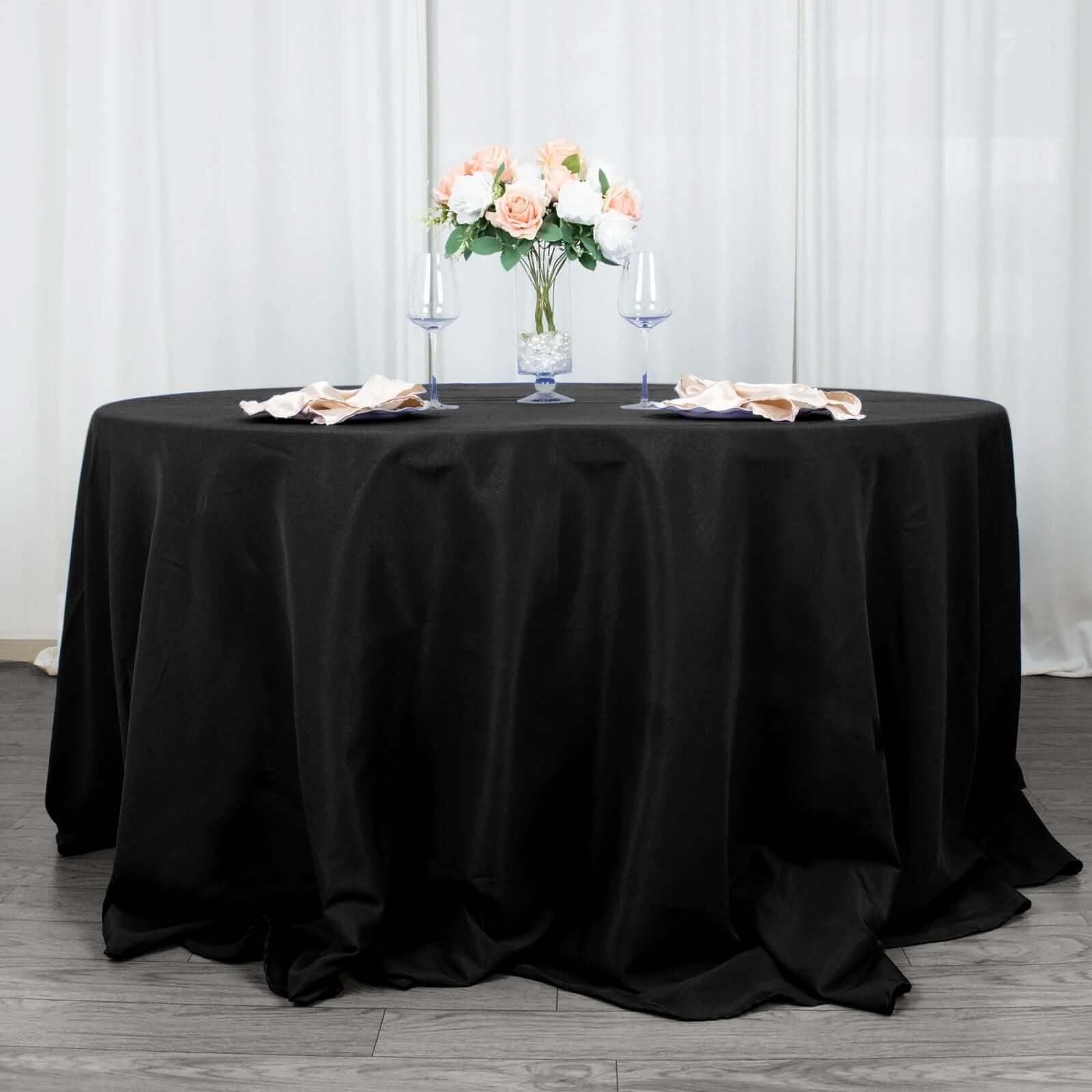 Efavormart Fire Retardant Black Tablecloth 132" Seamless Premium ...
