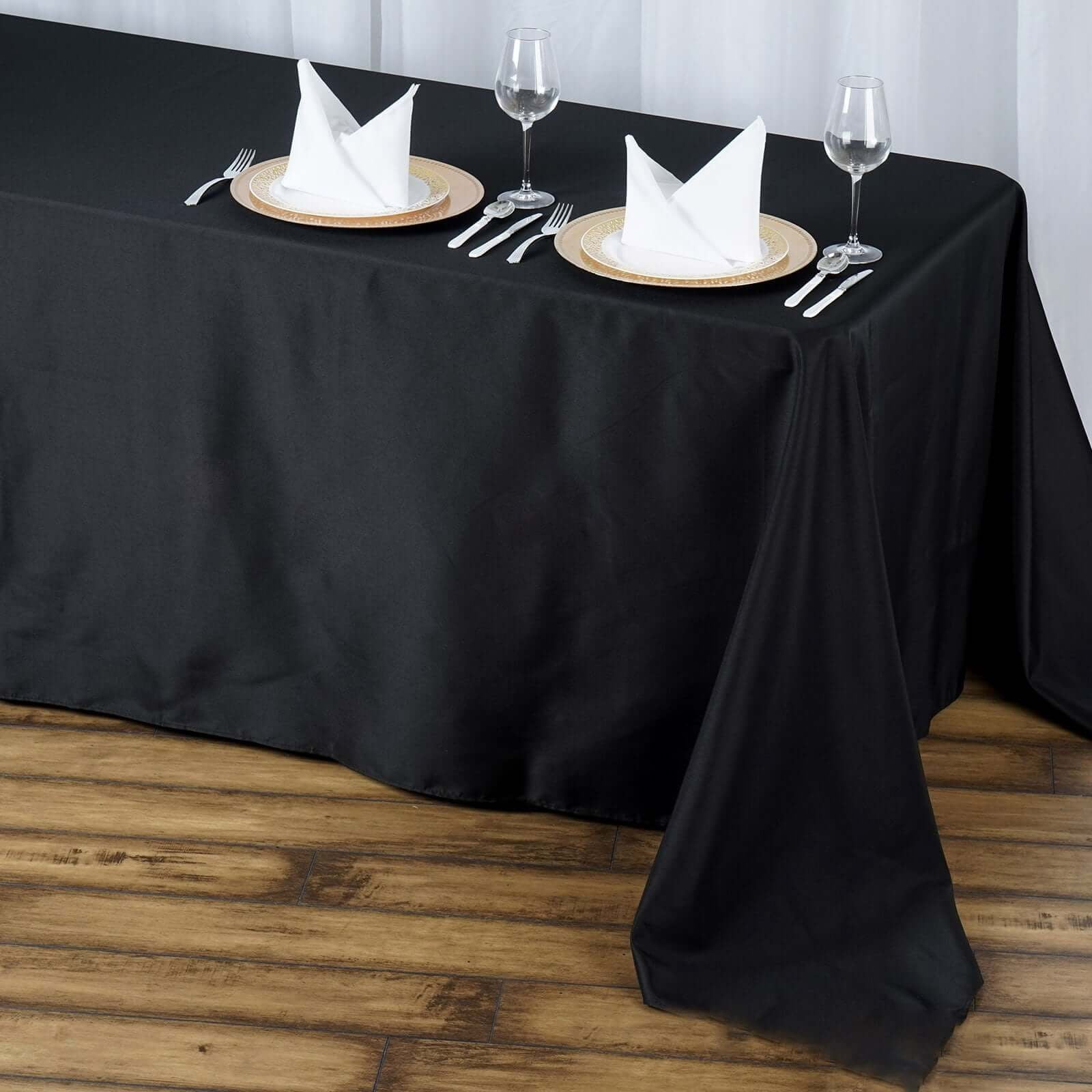 Efavormart Fire Retardant Black Tablecloth 90"x156" Seamless Premium ...