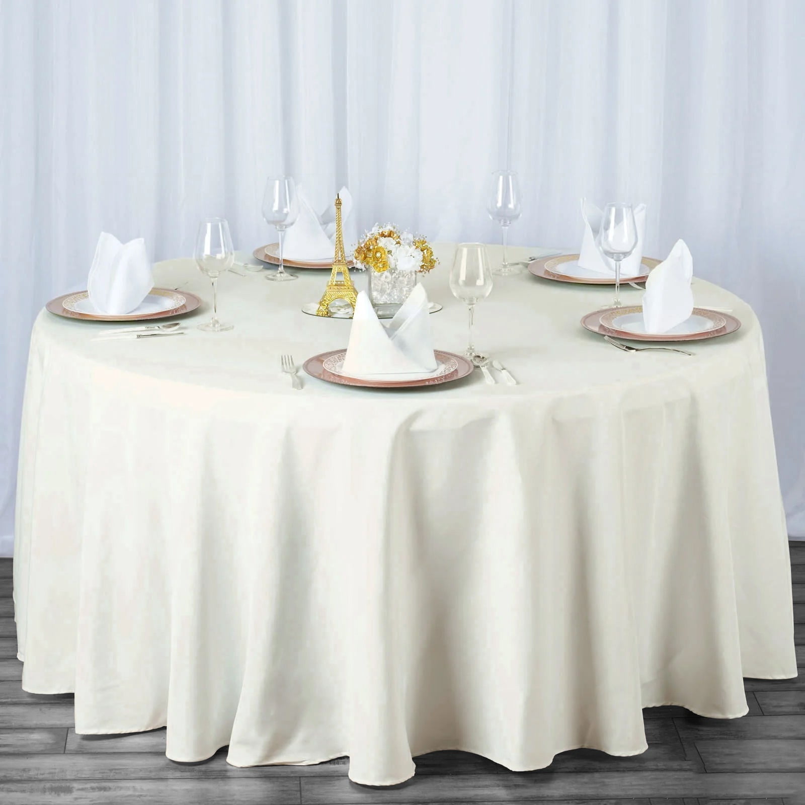 Efavormart Fire Retardant Ivory Tablecloth 120" Seamless Premium ...