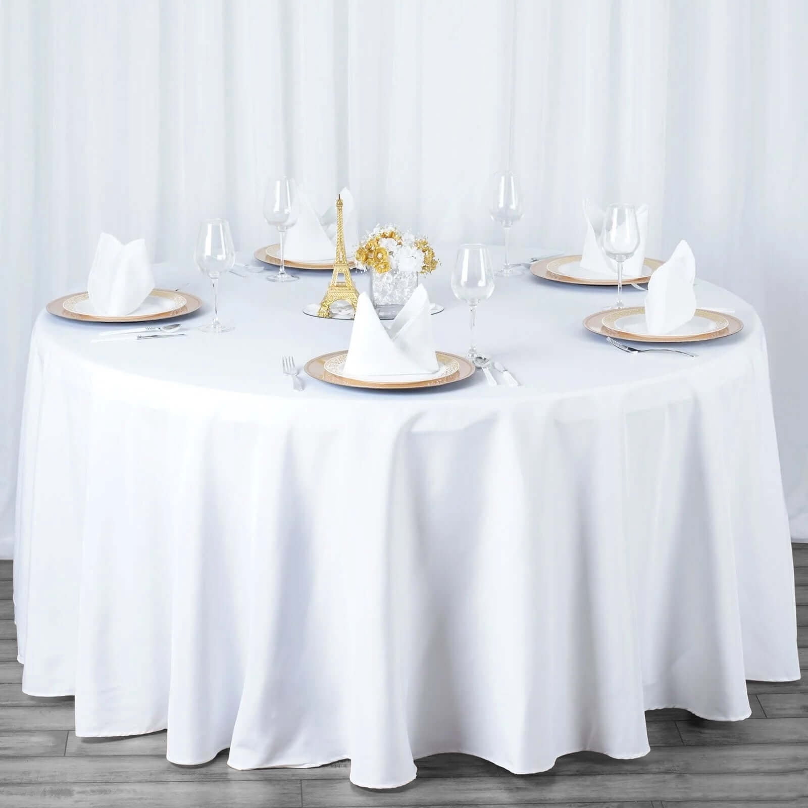 Efavormart Fire Retardant White Tablecloth 120" Seamless Premium ...