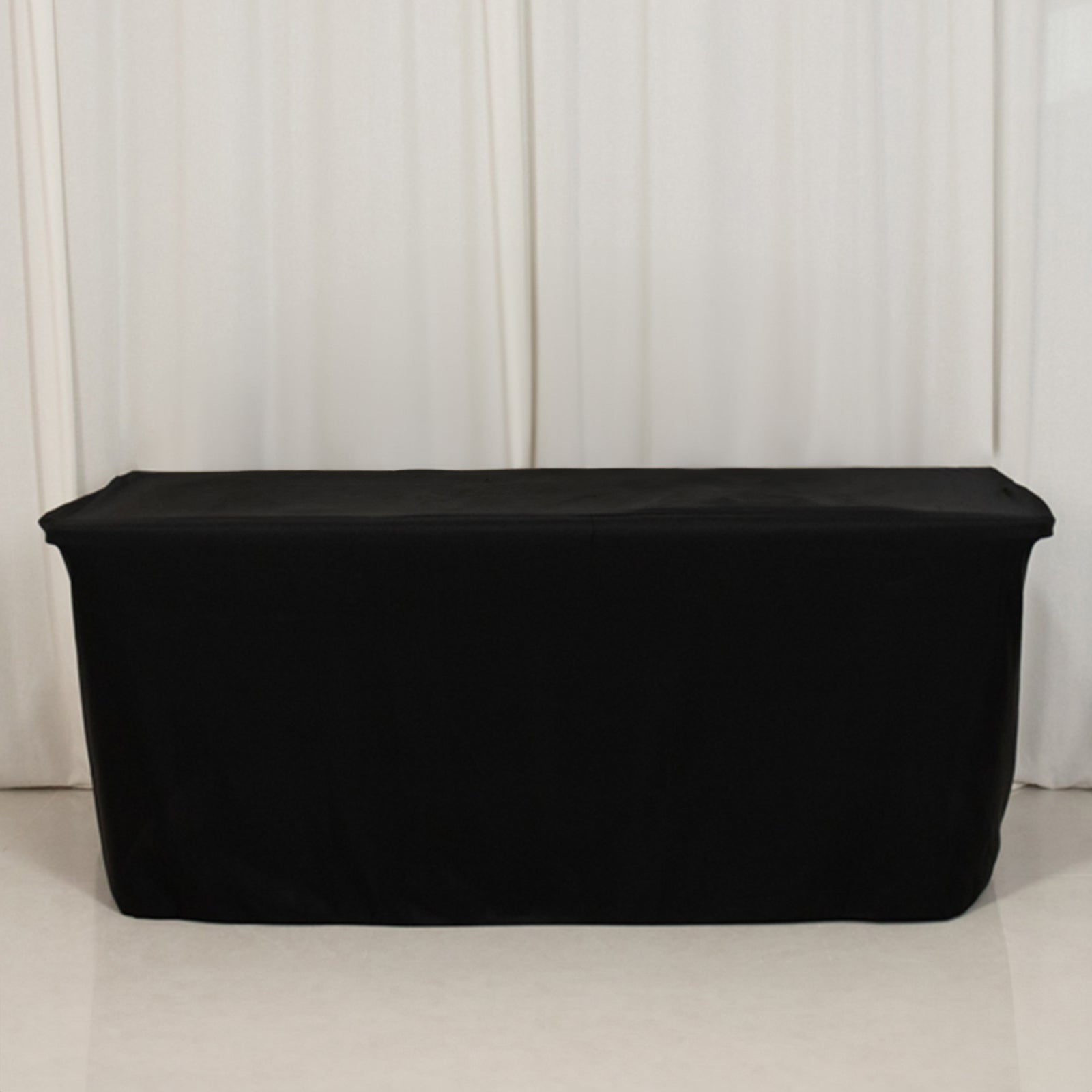 Efavormart Fitted Polyester Rectangle Tablecloth 72"x24"x30" Black ...